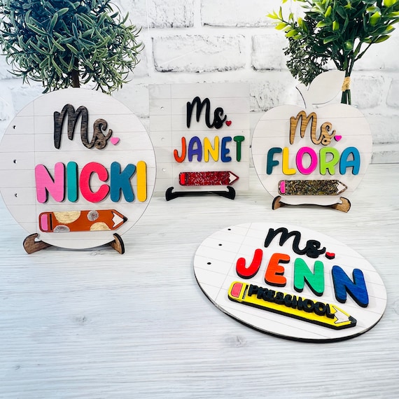 Mini Teacher Sigs With Easel SVG Notebook Mini Sign for - Etsy