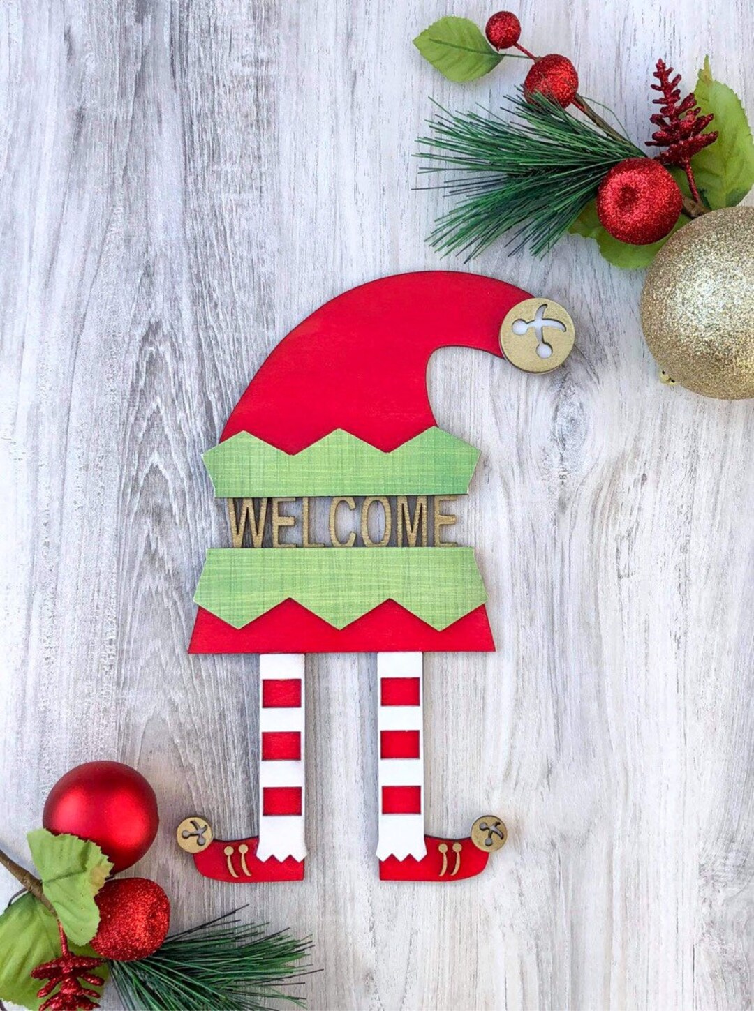 Split Elf Door Hanger Laser Cut File, Christmas Laser Cut File ...