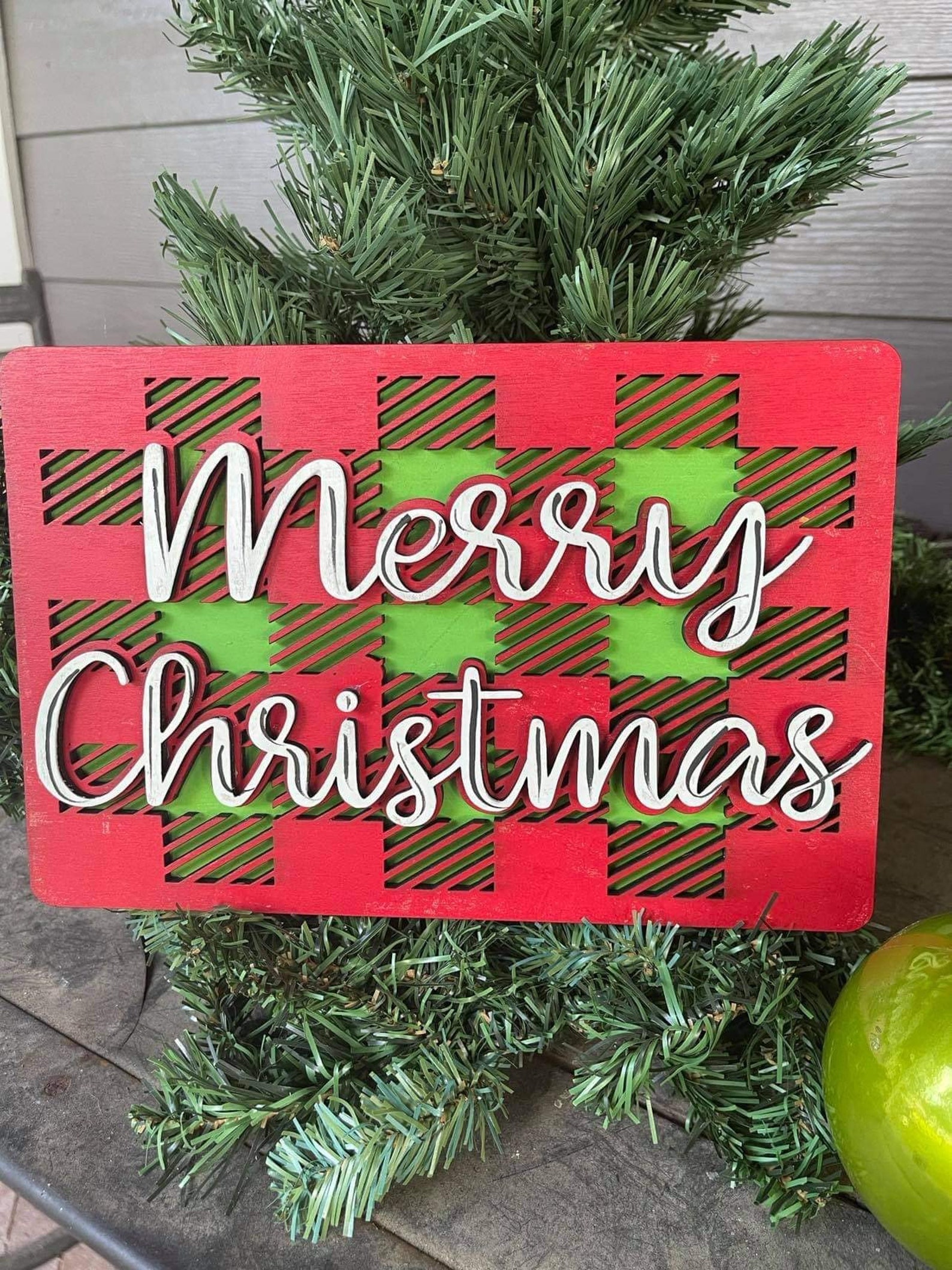 Buffalo Plaid Welcome Sign Laser Cut File Buffalo Plaid Merry | Etsy
