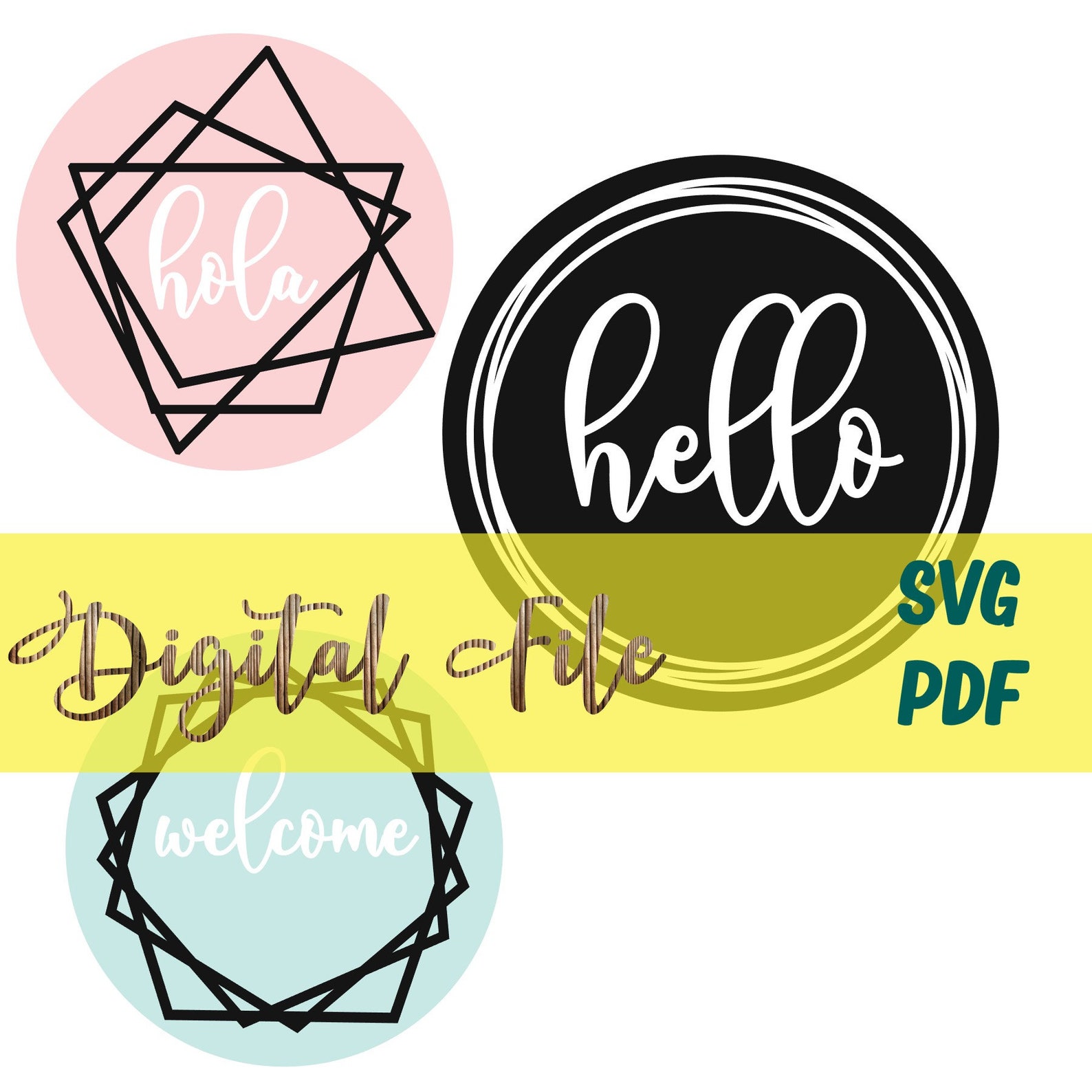 Hello Geometrical Shape Round Rounds Geometrical Shapes - Etsy