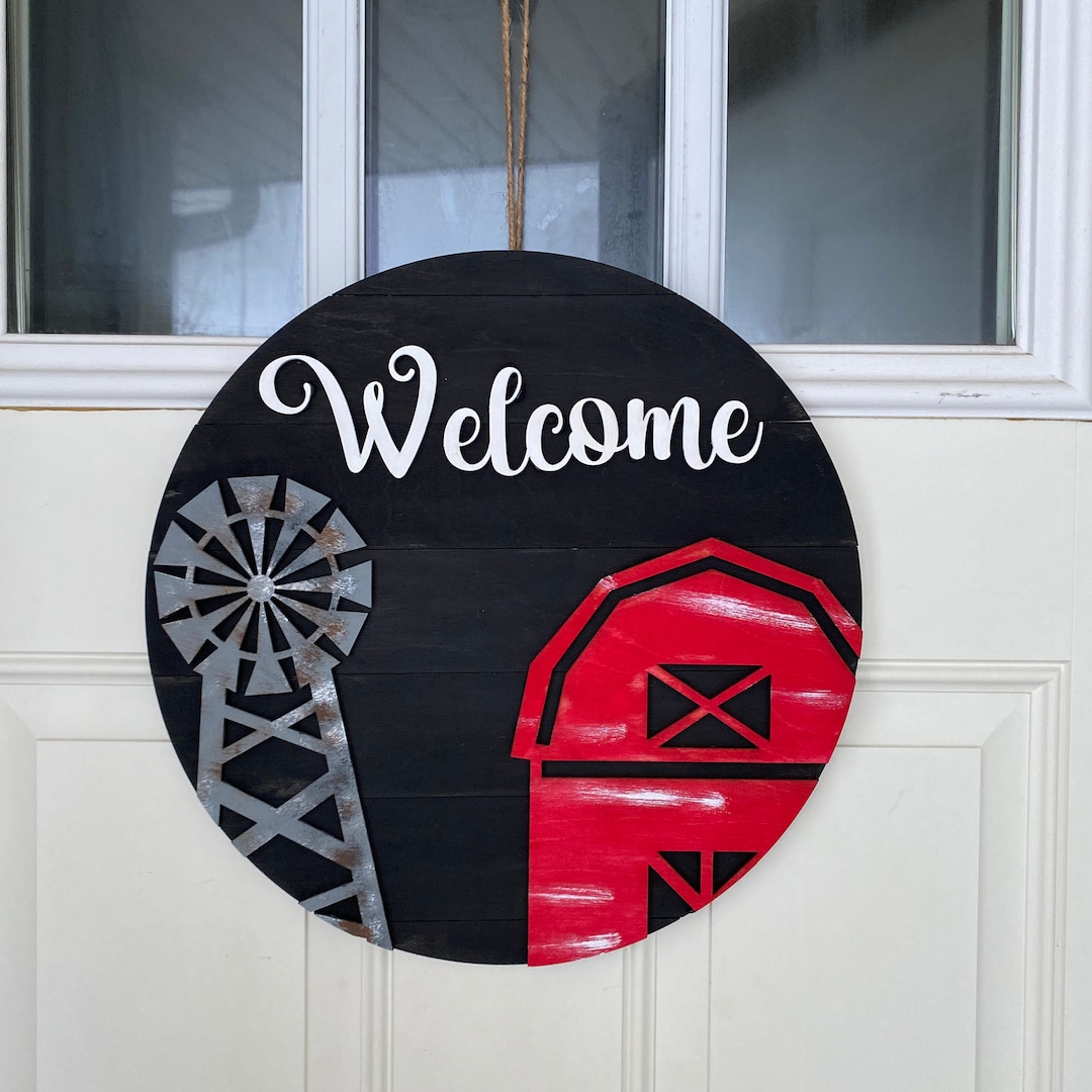 Shiplap Welcome Farmhouse Round, Shiplap Door Hanger Cut File, Laser ...
