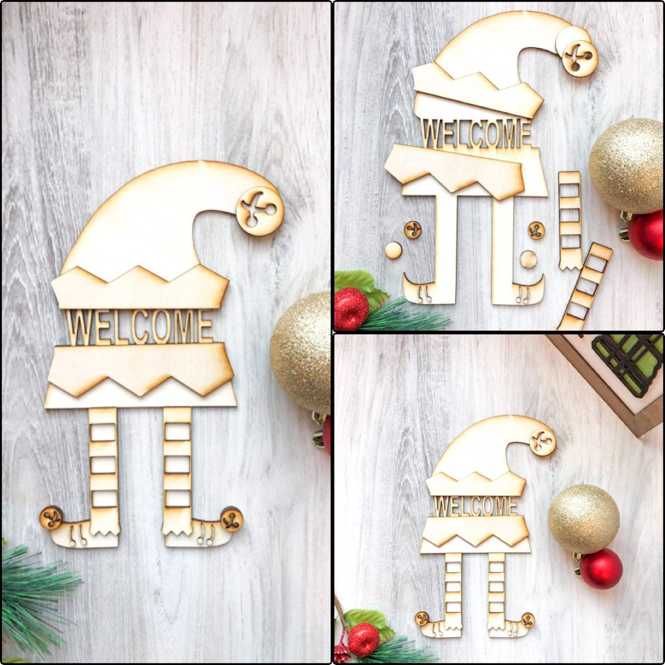 Split Elf Door Hanger Laser Cut File Christmas Laser Cut - Etsy
