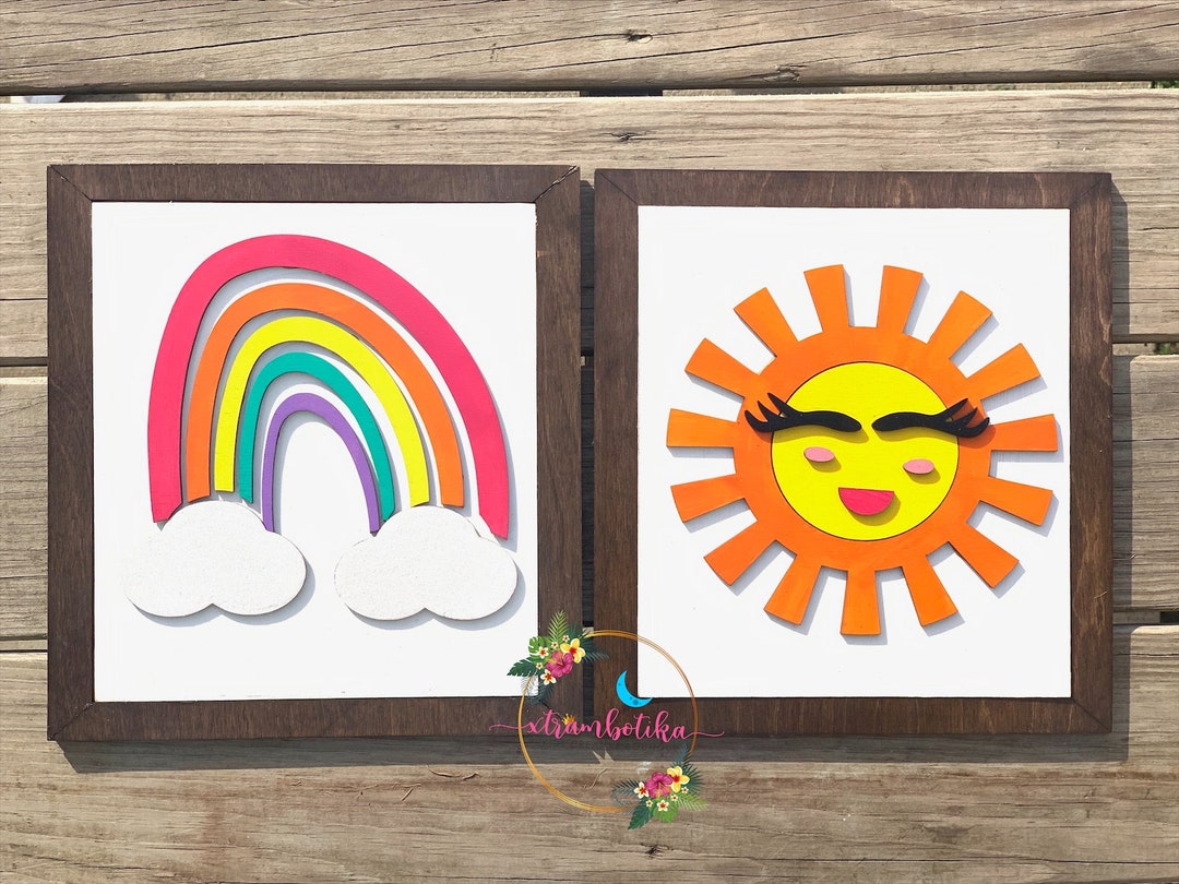 Rainbow Room Sign With Frame Cut File, Rainbow Cut File, Sun Cut File ...