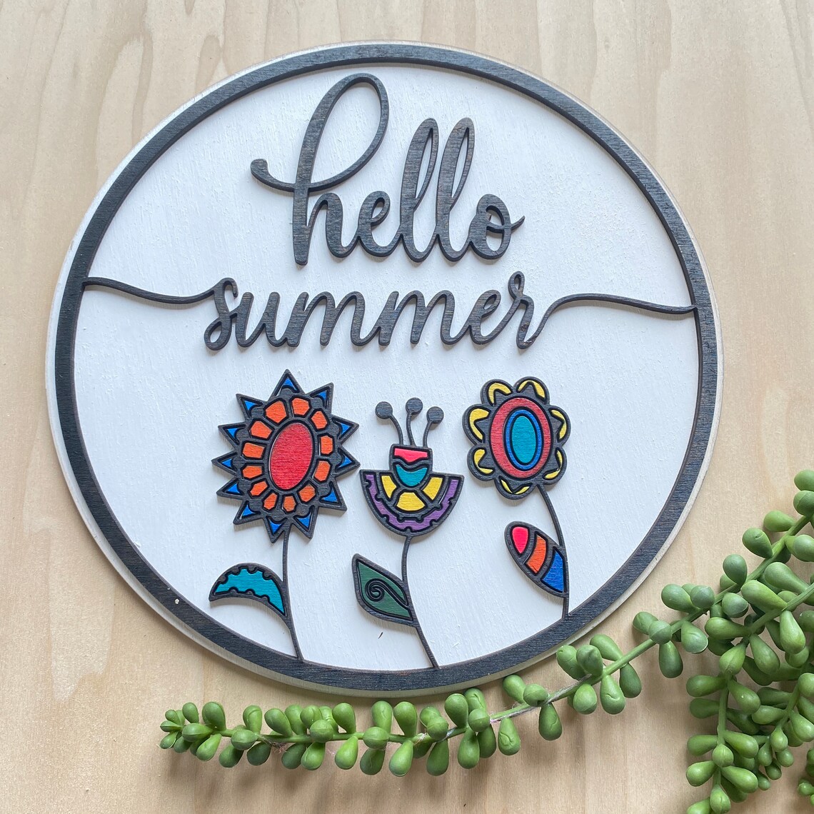 Hello Summer Laser cut file Hello Summer Floral frame cut | Etsy