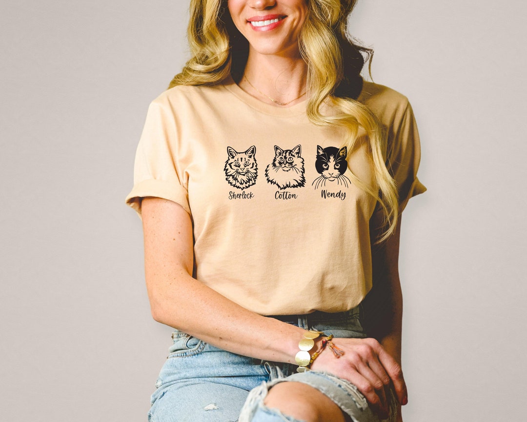 Personalized Cat Face Shirt, Cat Shirt, Custom Cat Name Tee ...