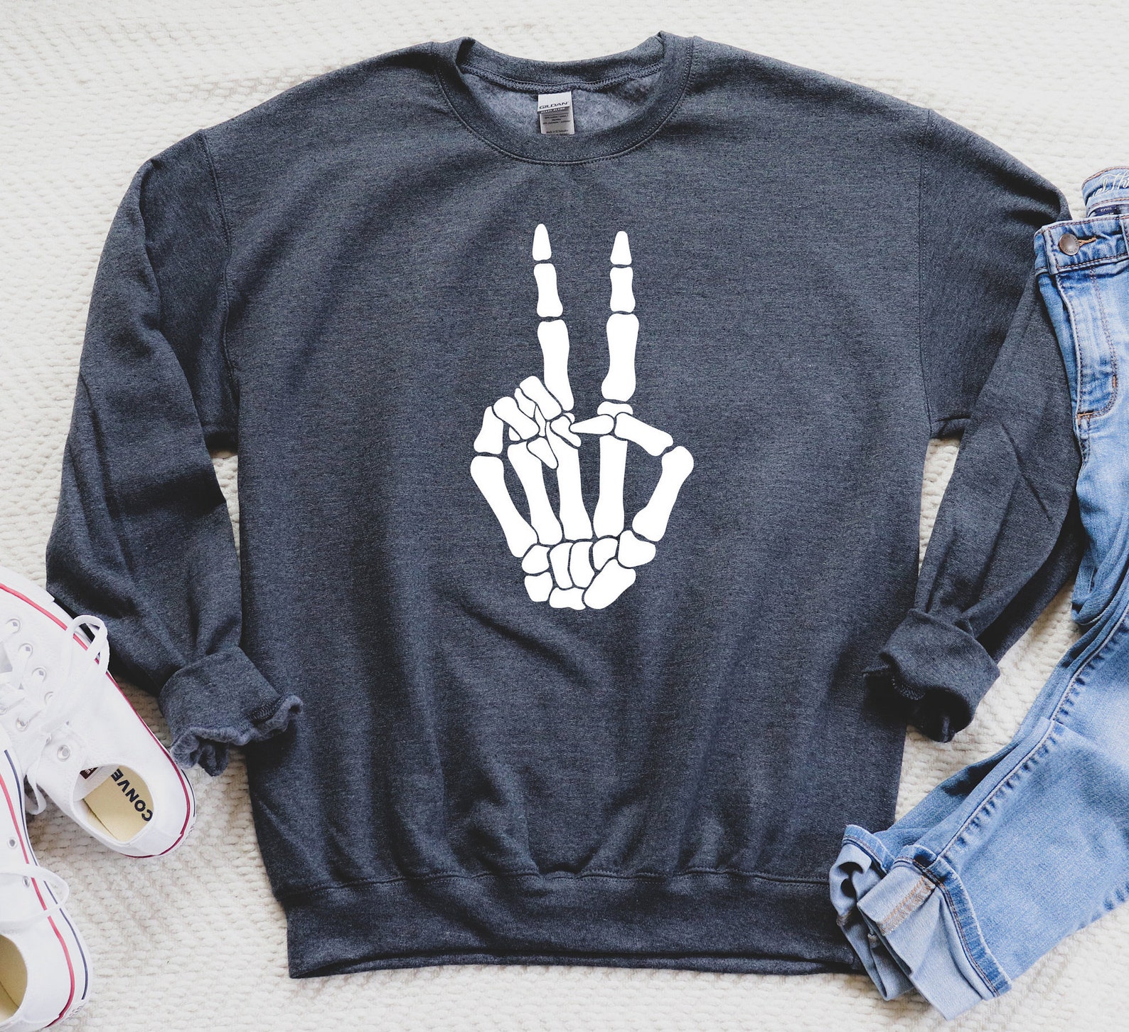 Skeleton Peace Sign Shirt Halloween Shirt Skeleton Hand - Etsy