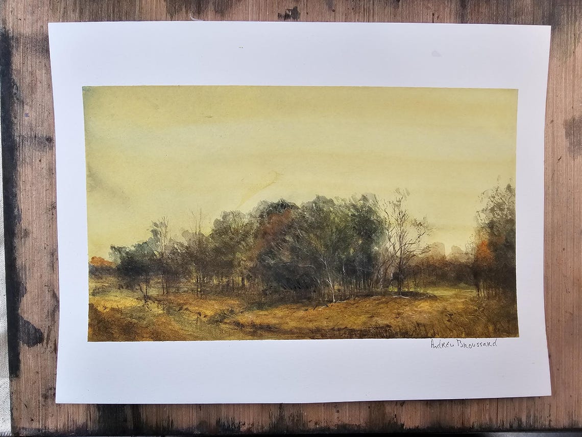 Original Luminist / Tonalist Watercolor Landscape Painting by Andrew ...