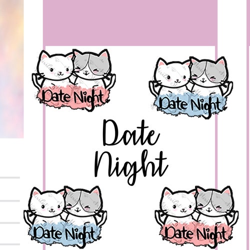 Date Night Printables Planner Stickers Date Night Stickers | Etsy