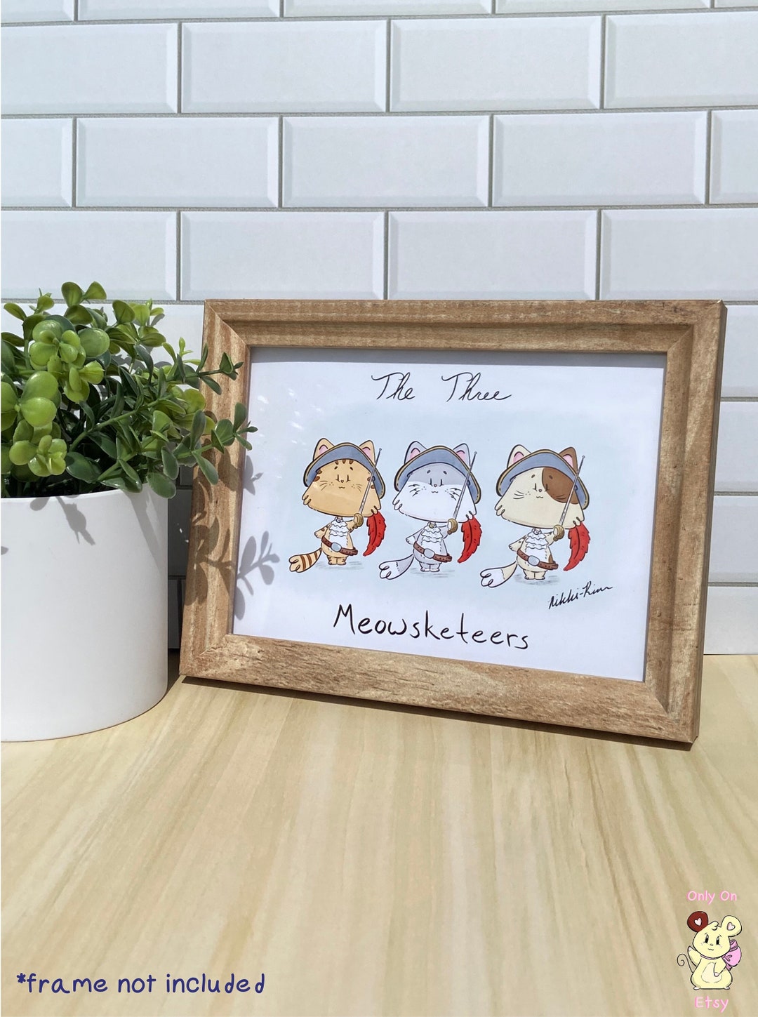 Three Musketeers Classic Literature Cute Cat Illustration 5x7 8x10 ...