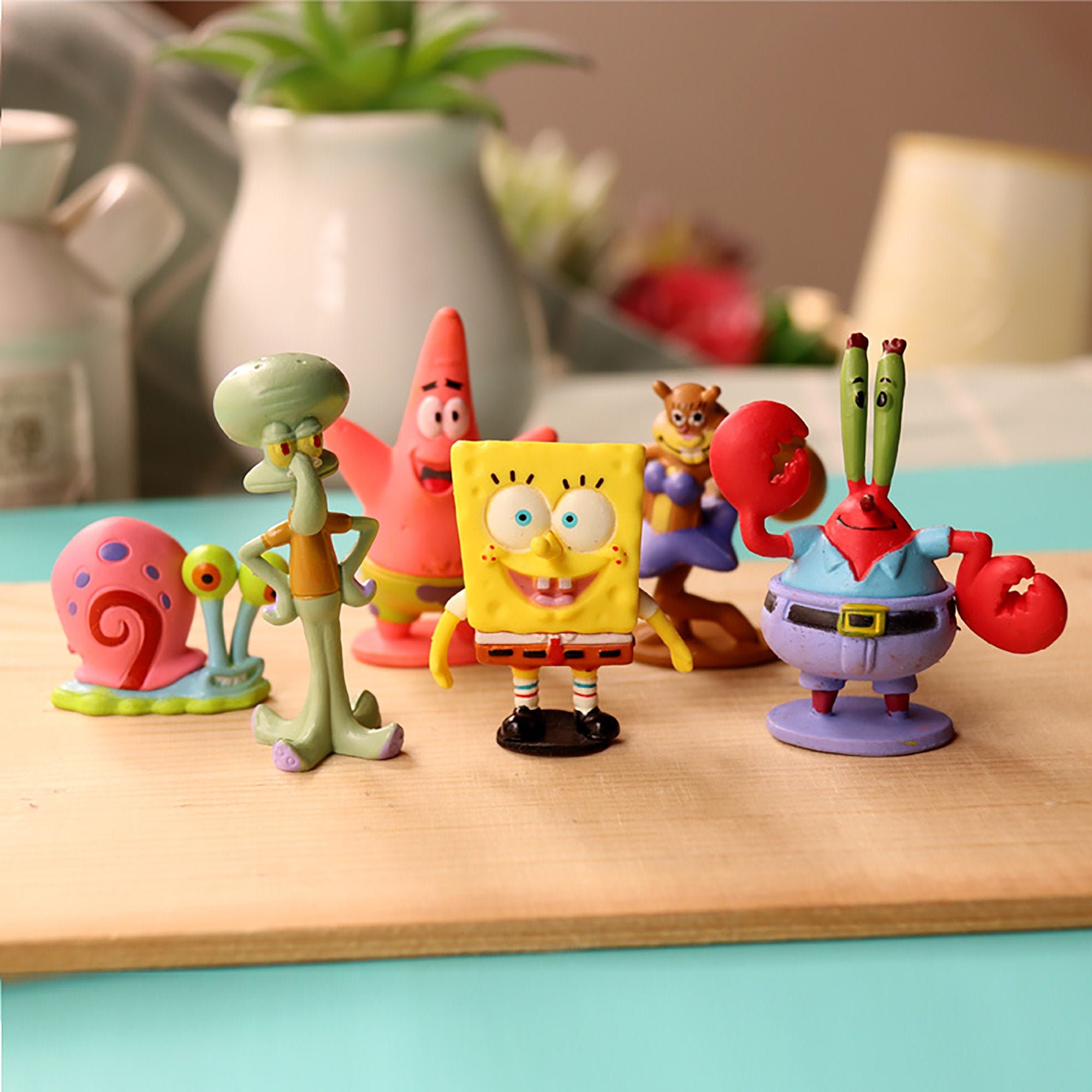 6pcs/set SpongeBob SquarePants Pvc Model Cartoon Figurines | Etsy