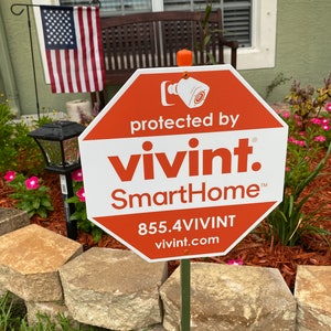 VIVINT Security Yard Sign 10'' X10'', 28'' Aluminum Pole 6 Window ...