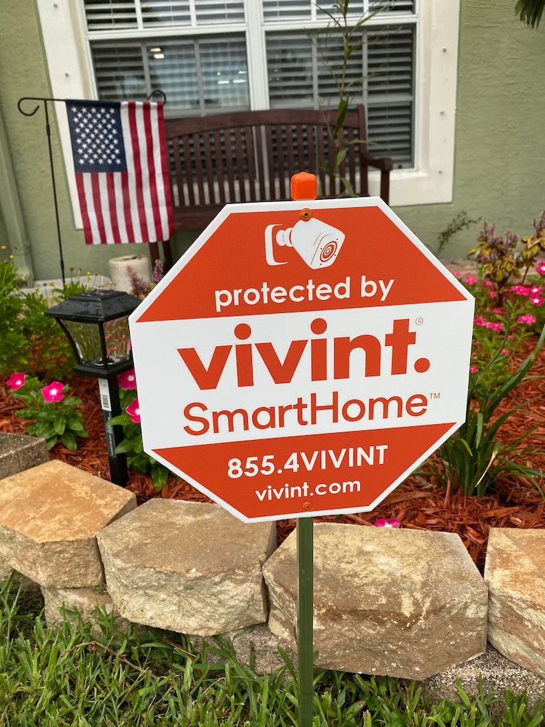 VIVINT Security Yard Sign 10'' X10'', 28'' Aluminum Pole 6 Window ...