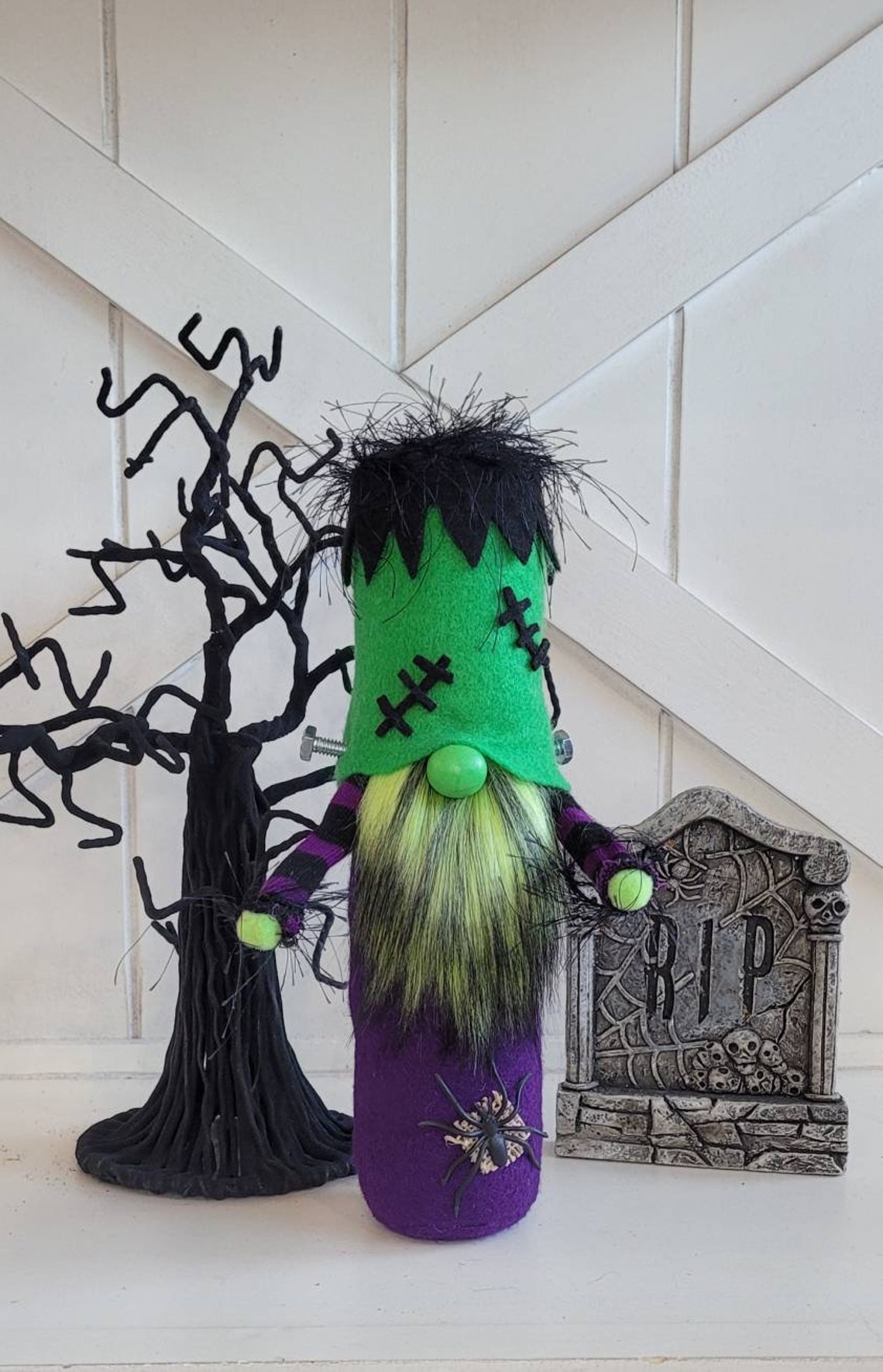 Frankenstein Gnome, Halloween Gnome, Fall Gnome, Black and Purple Gnome ...