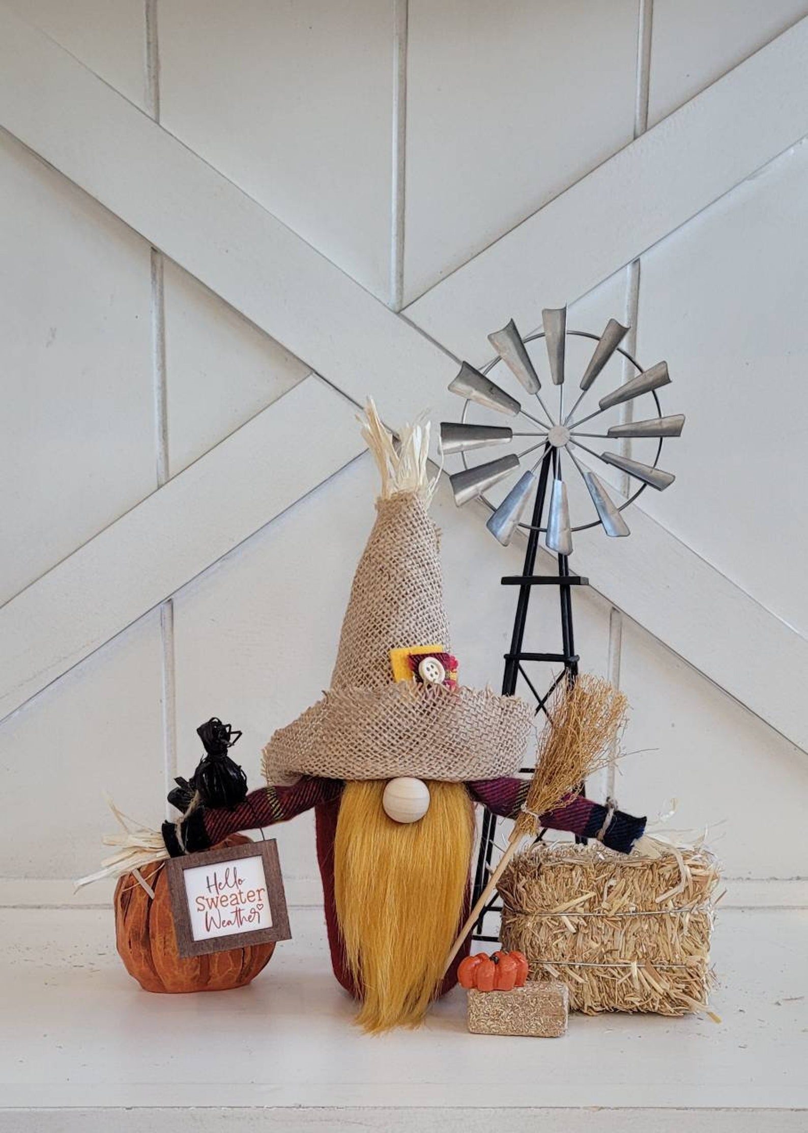 Scarecrow Gnome, Fall Gnome, Autumn Gnome, Farmhouse Gnome - Etsy