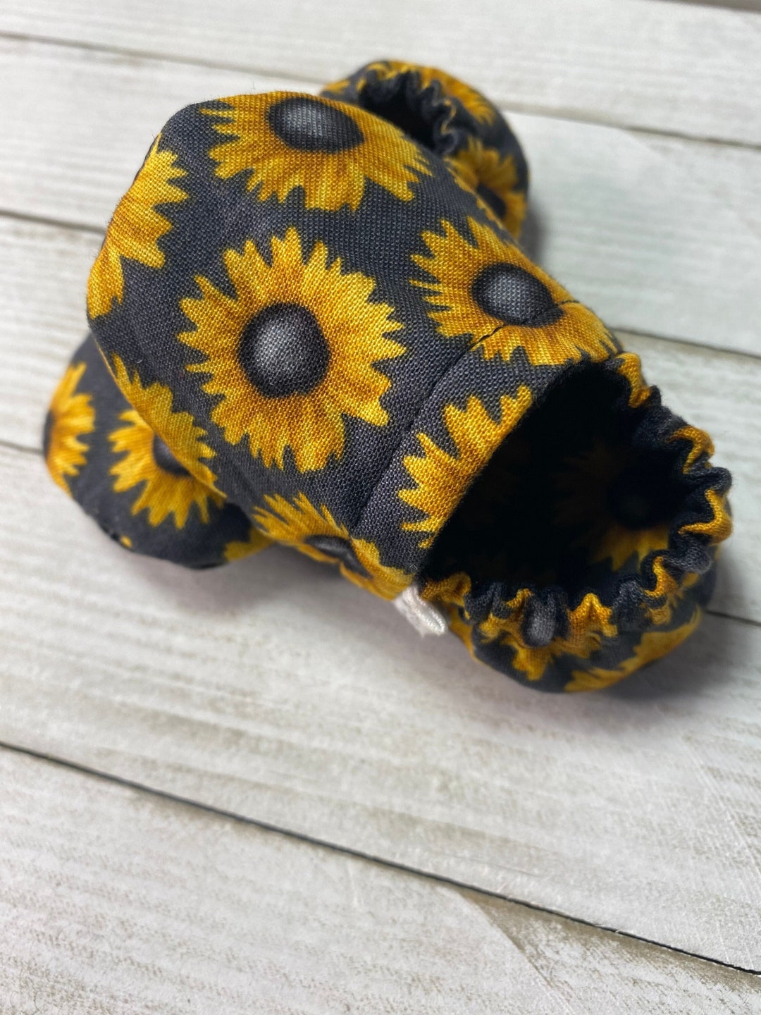 Grey Sunflower Moccasins, Baby Slip-on Booties, Newborn Sunflower Shoes ...