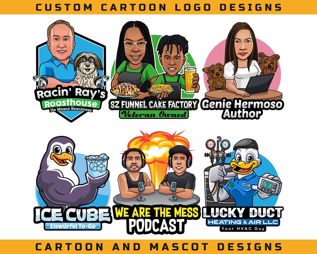Custom Mascot Logo Design, Hand Drawn Cartoon Logo, Animal Logo ...