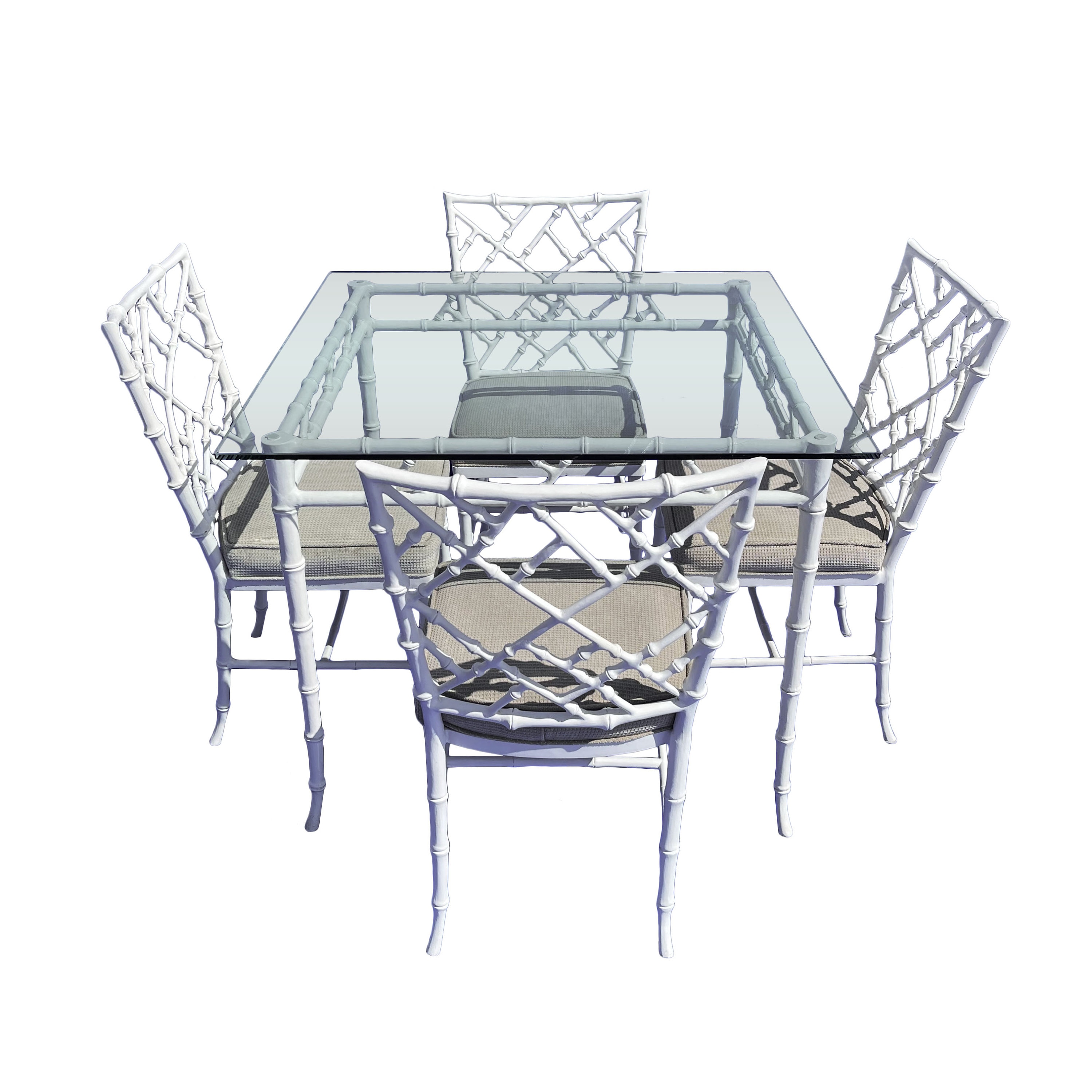 Vintage Mid Century Cast Aluminum Faux Bamboo Dining Patio Set by ...