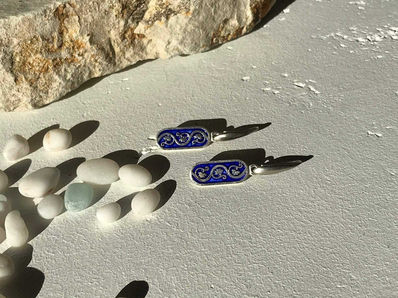 Minimalist Earrings Small Blue Earrings Blue Enamel Earrings | Etsy