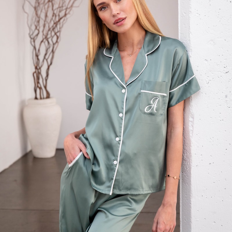Satin Button up Top Pj - Etsy