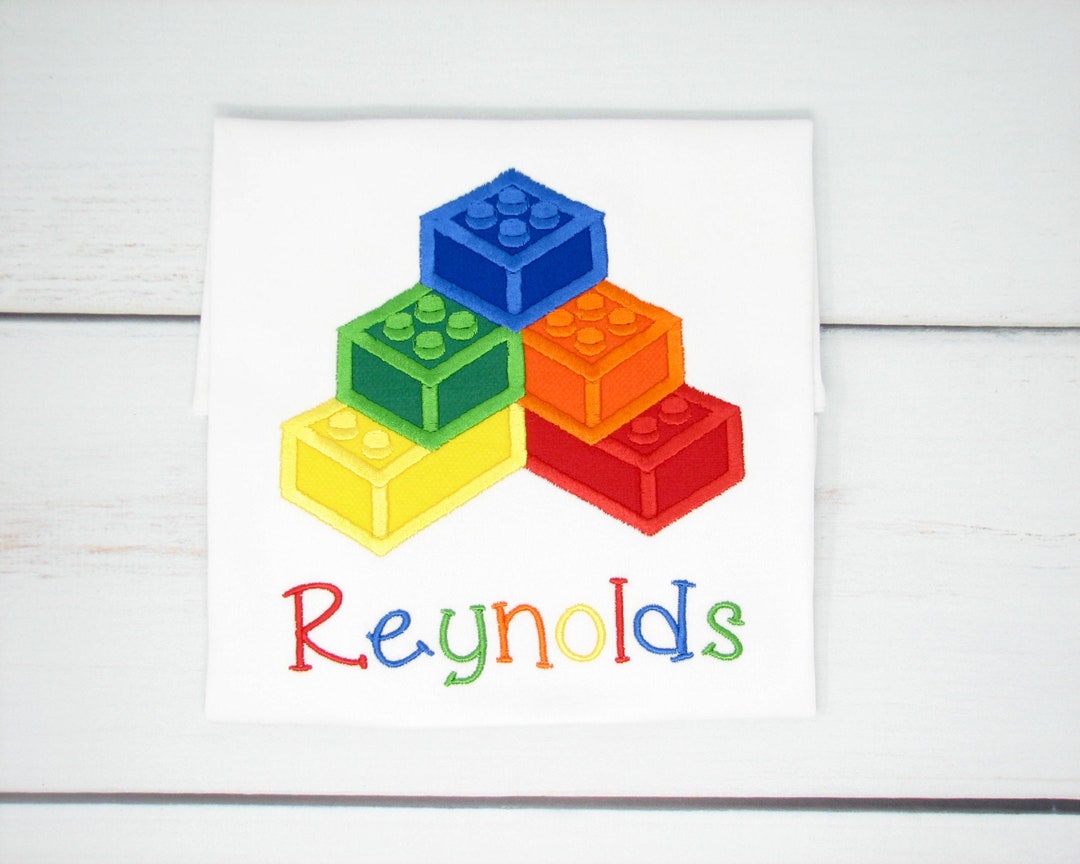 Personalized Building Block Birthday Shirt, Embroidered Master Builder ...