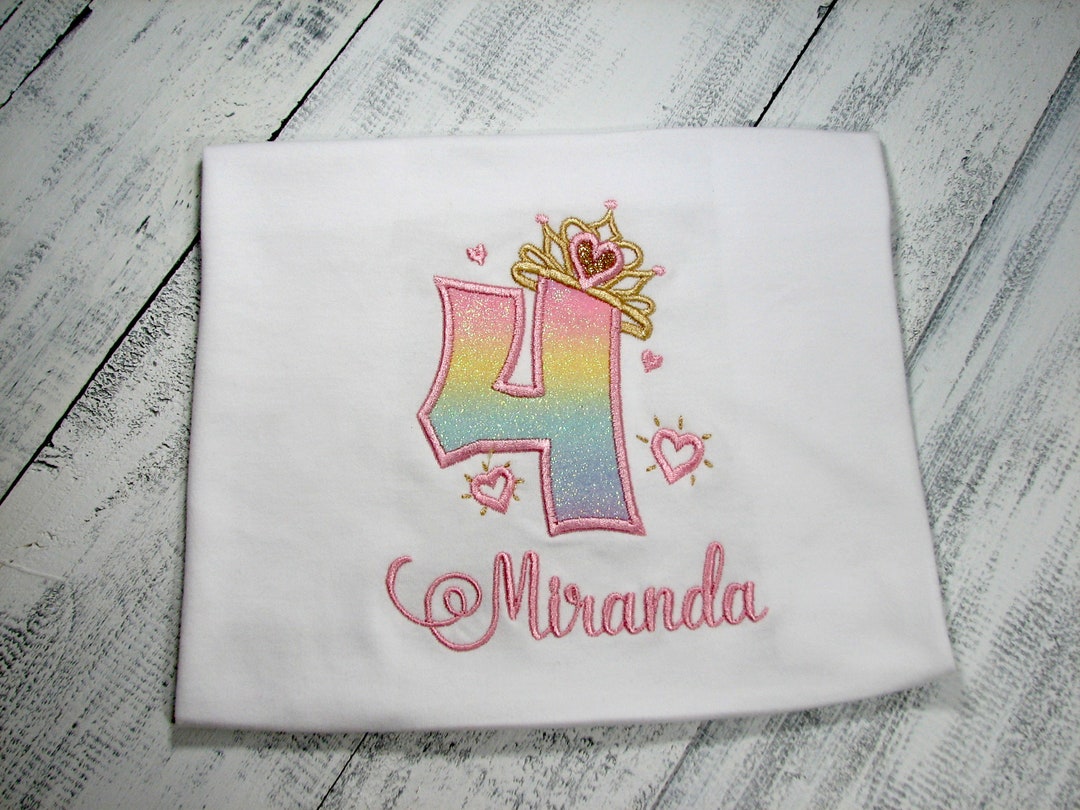 Princess Birthday Shirt Girls Birthday Shirt Embroidered - Etsy