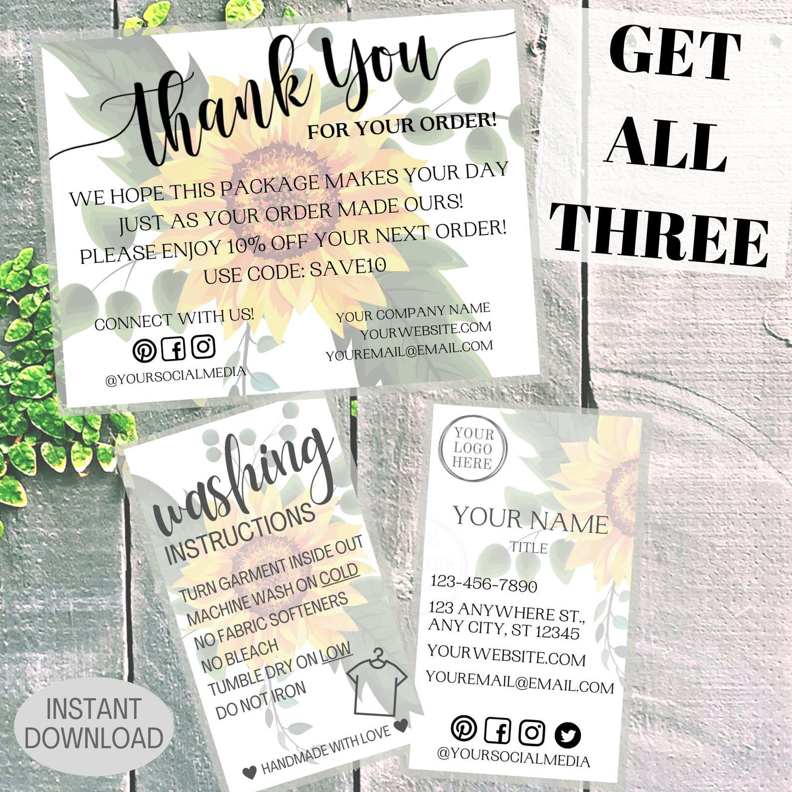 Garment Care Card Template Print From Home Vinyl Clothes Card Card ...