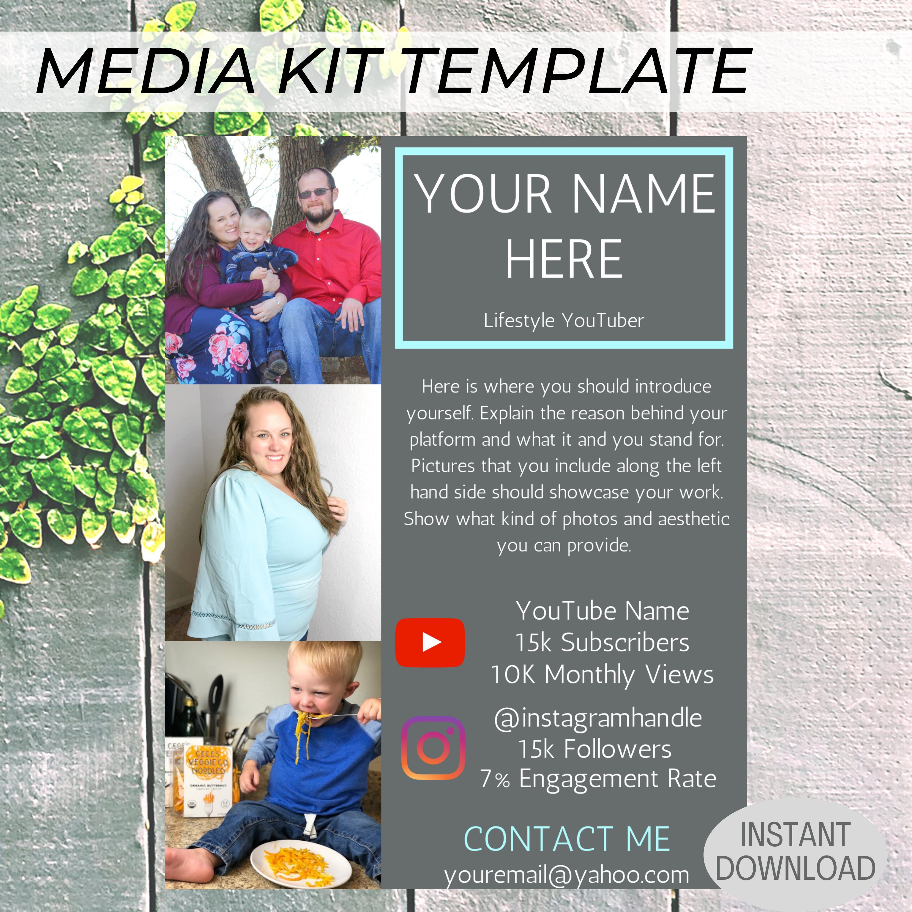 Youtuber Media Kit Template Influencer Pitch Sheet - Etsy
