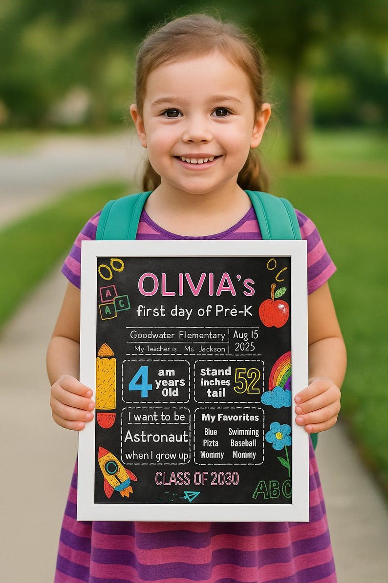 Editable First Day of School Sign: Printable Photo Board Template ...