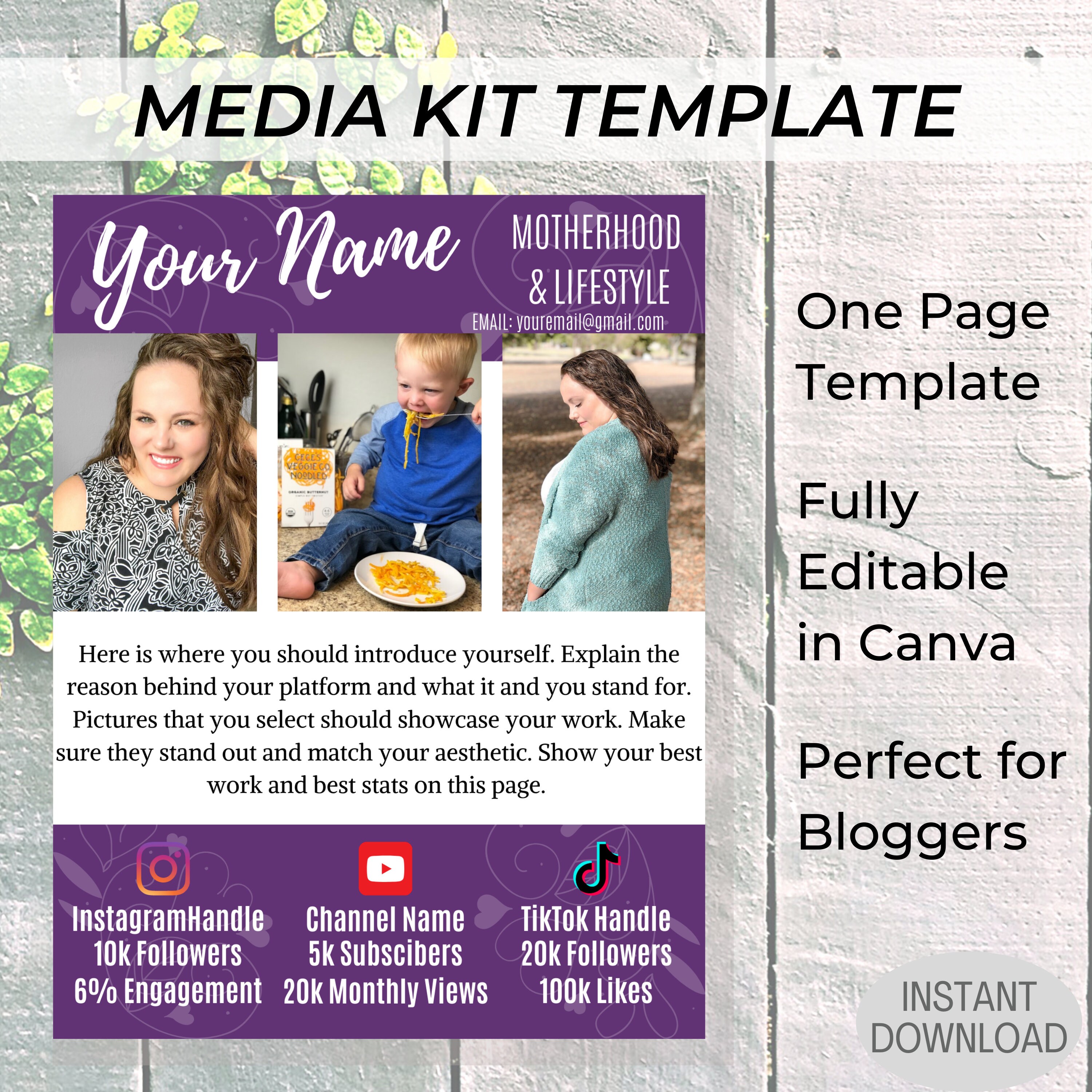 One Page Influencer Media Kit Template Influencer Pitch - Etsy Canada
