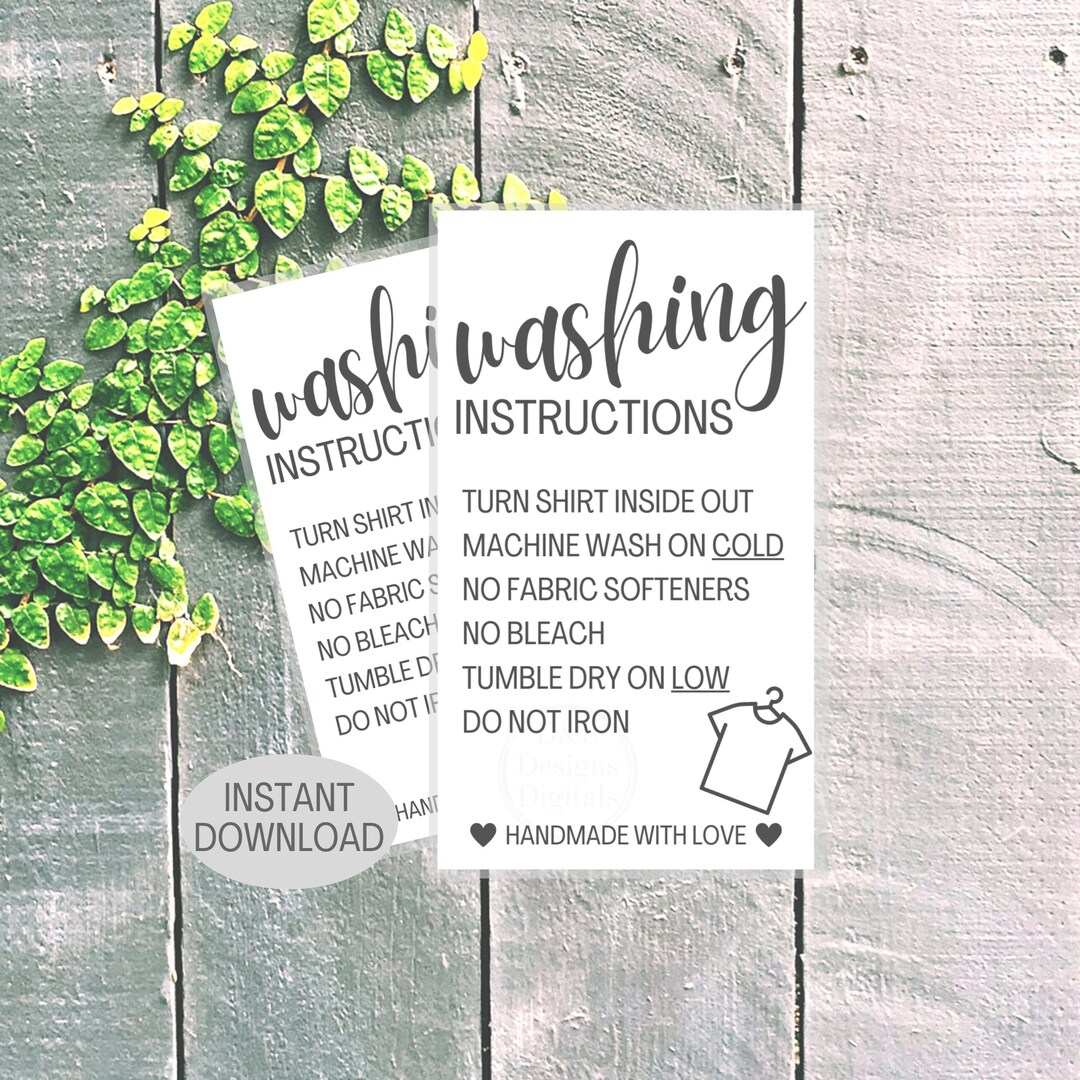 Garment Care Card Template - Print From Home | Vinyl Clothes Card Card ...