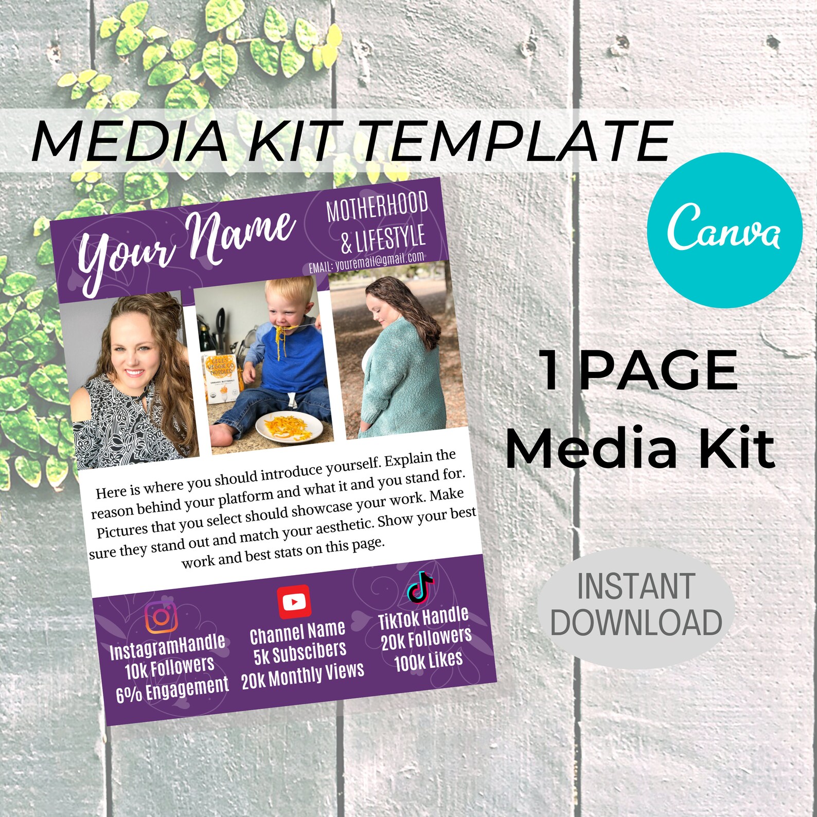 One Page Influencer Media Kit Template Influencer Pitch - Etsy Canada