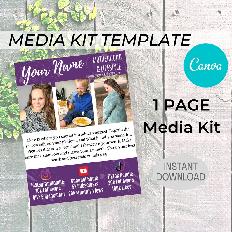 One Page Influencer Media Kit Template Influencer Pitch - Etsy Canada