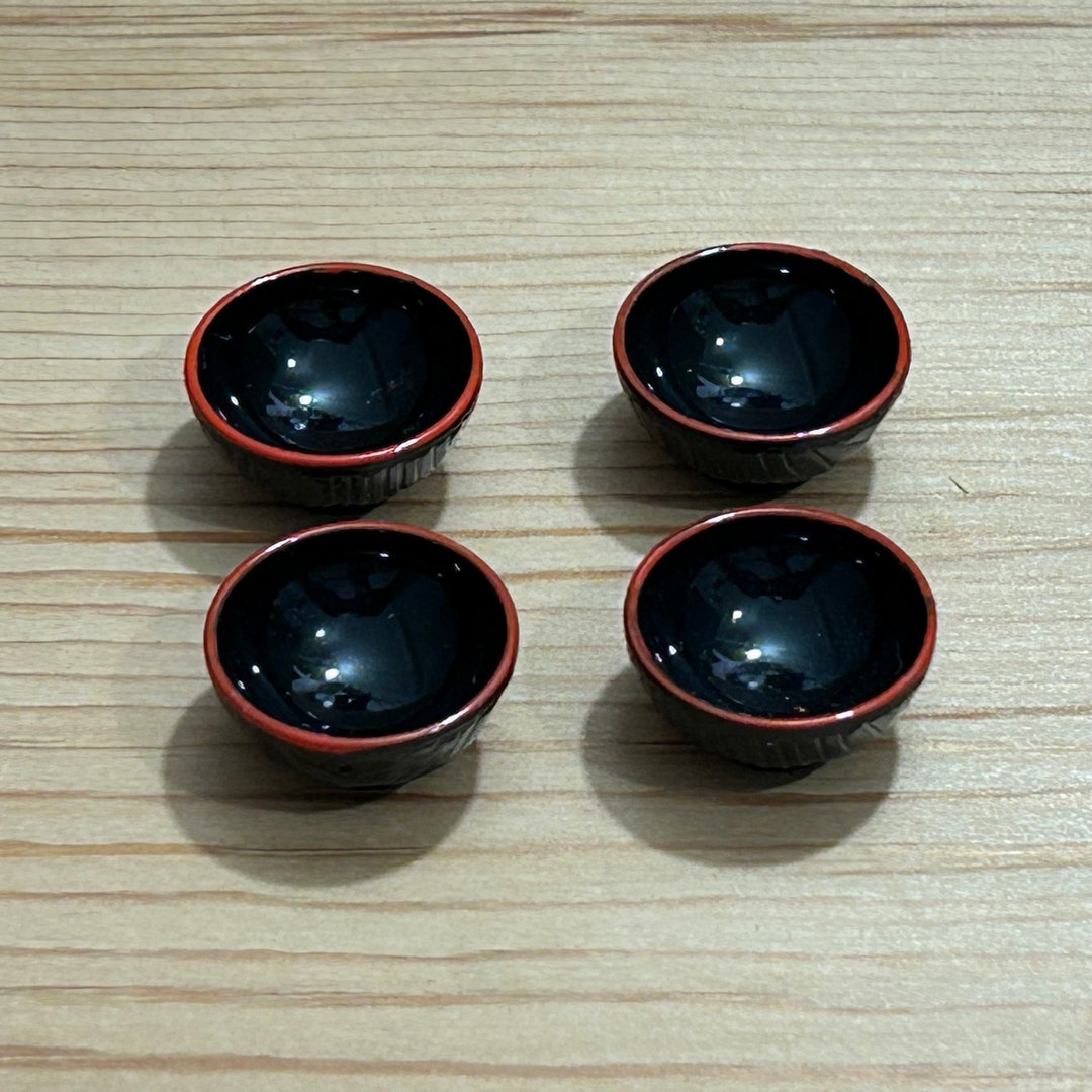 Beautiful Little Black Plastic Utility Bowls With Red Rim, Practical ...