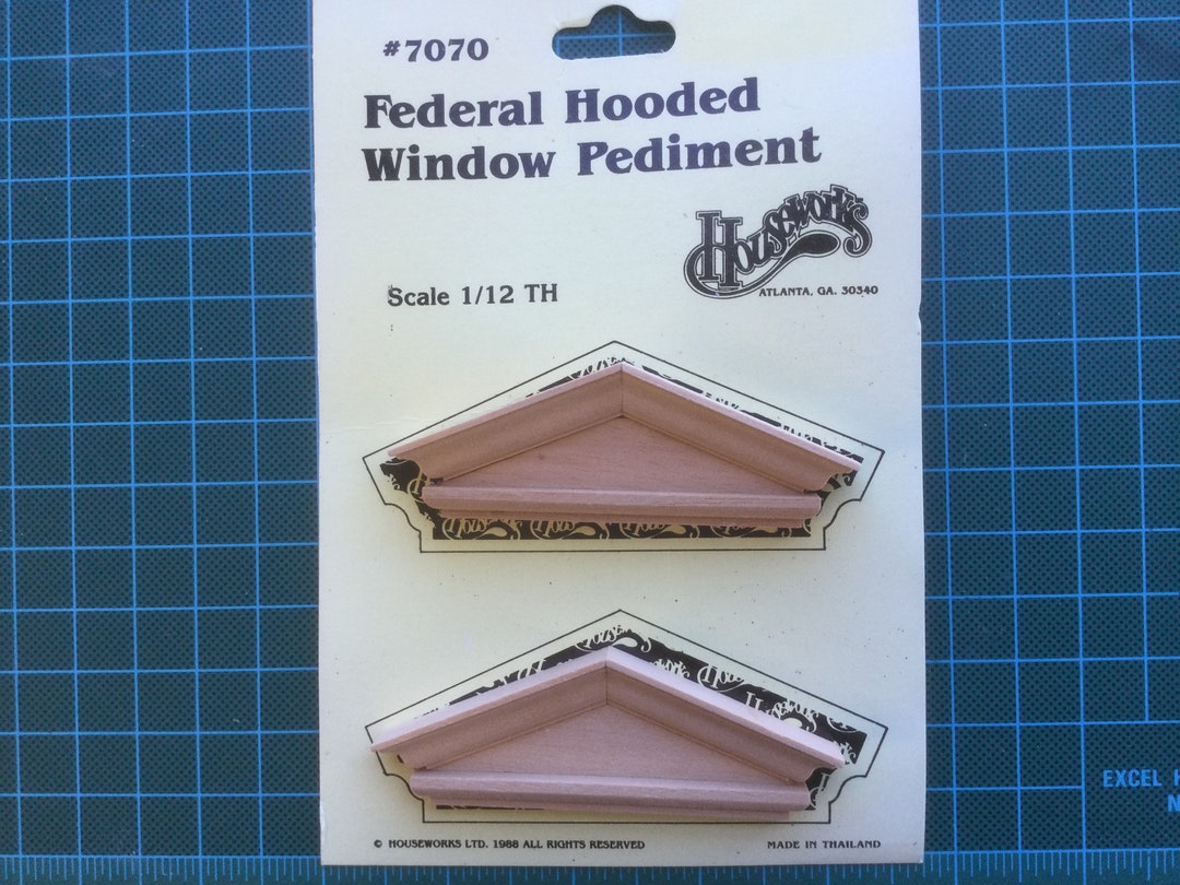 DIY Federal Style Hooded Window Pediment. Vintage Item 1/12 Set of 2 ...