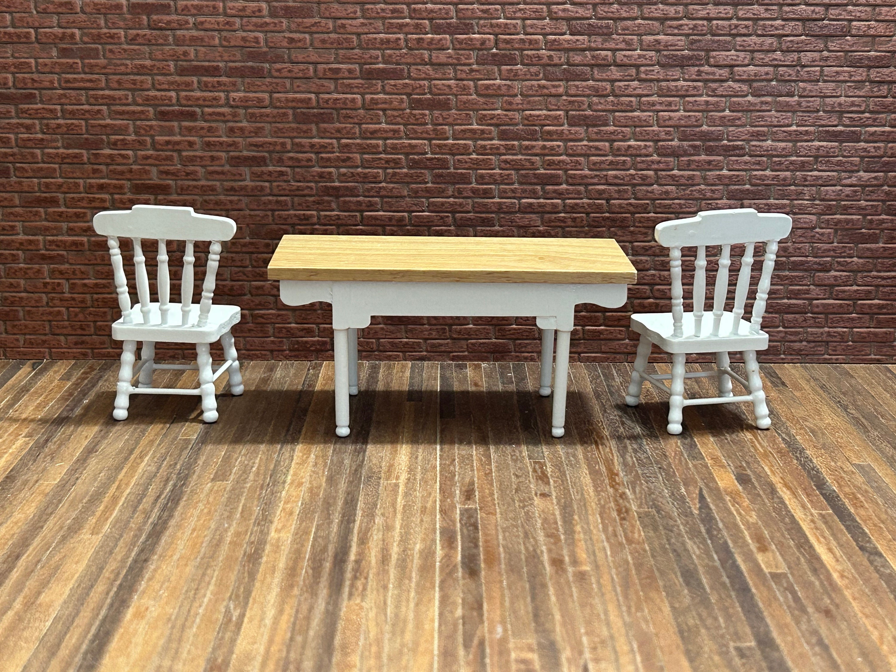 Very Pretty Antique Style White Lacquered Table and 2 Chairs Set With ...