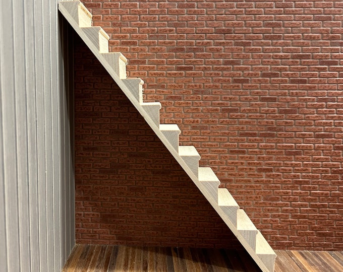 Beautiful Raw Wood Staircase. Ready to Paint. 1/12 Scale for Dollhouse ...