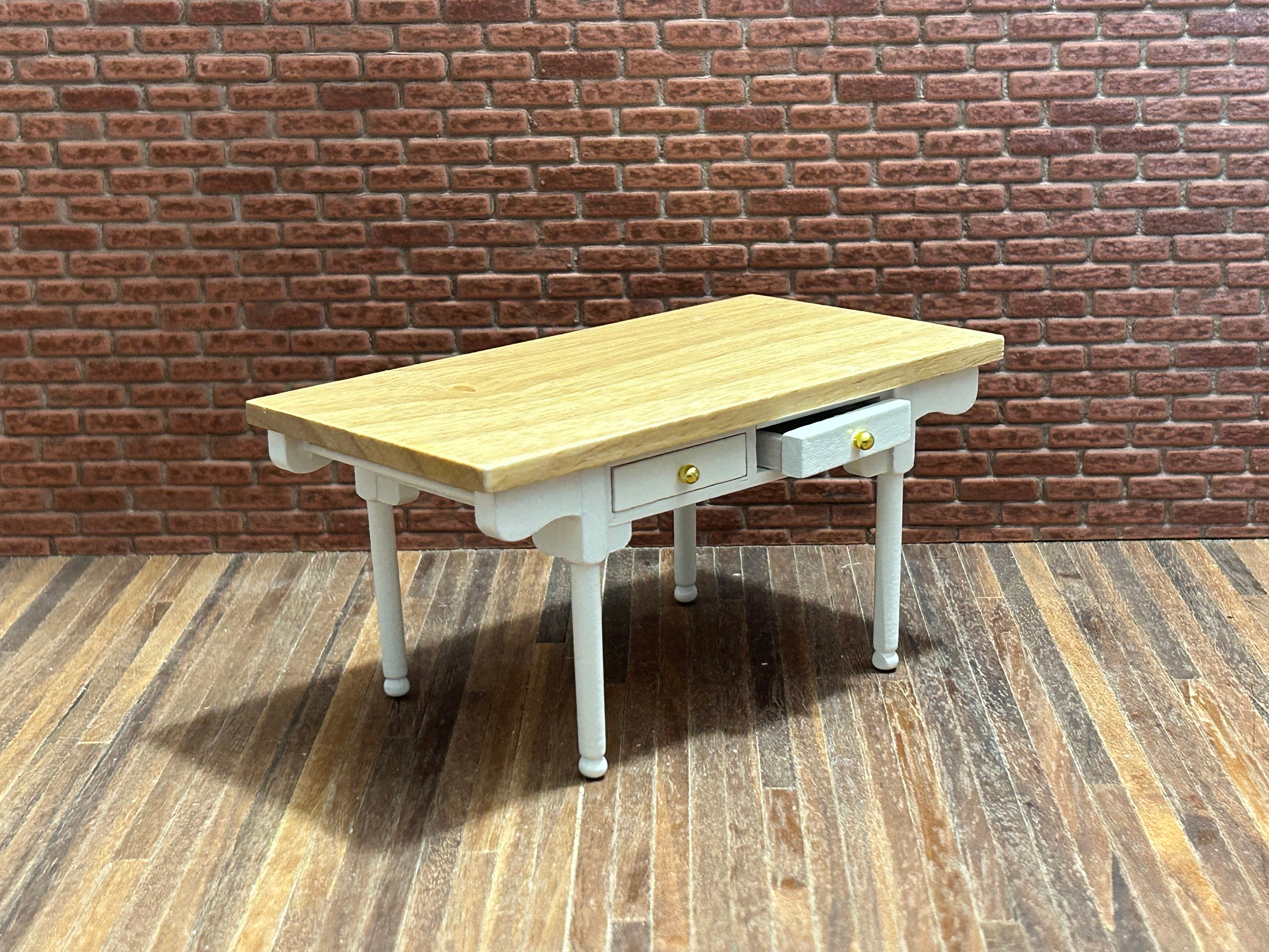 Very Pretty Antique Style White Lacquered Table and 2 Chairs Set With ...
