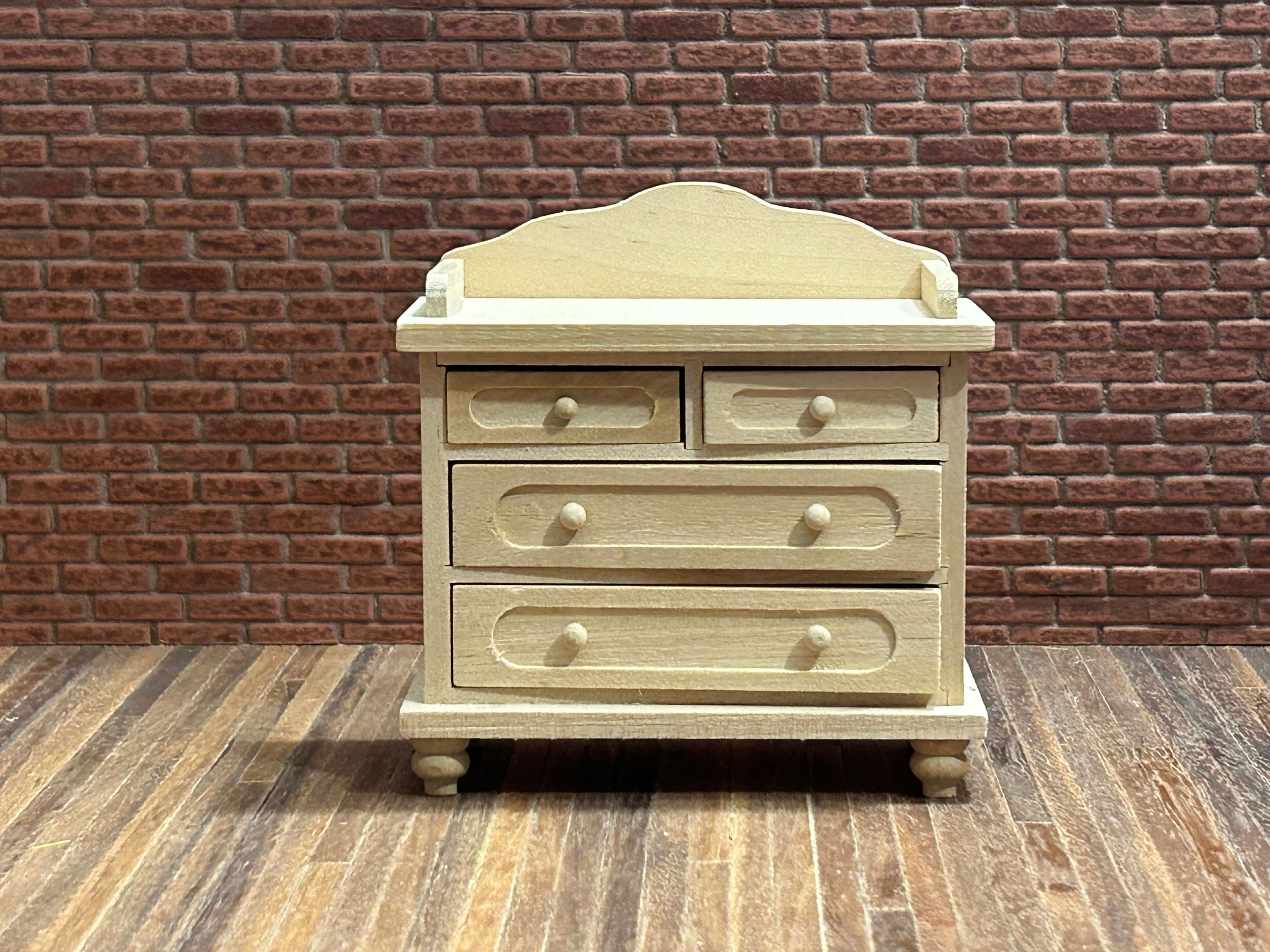Old Style Drawer Bedroom Desk. 1/12 Scale in Unpainted Wood. Beautiful ...