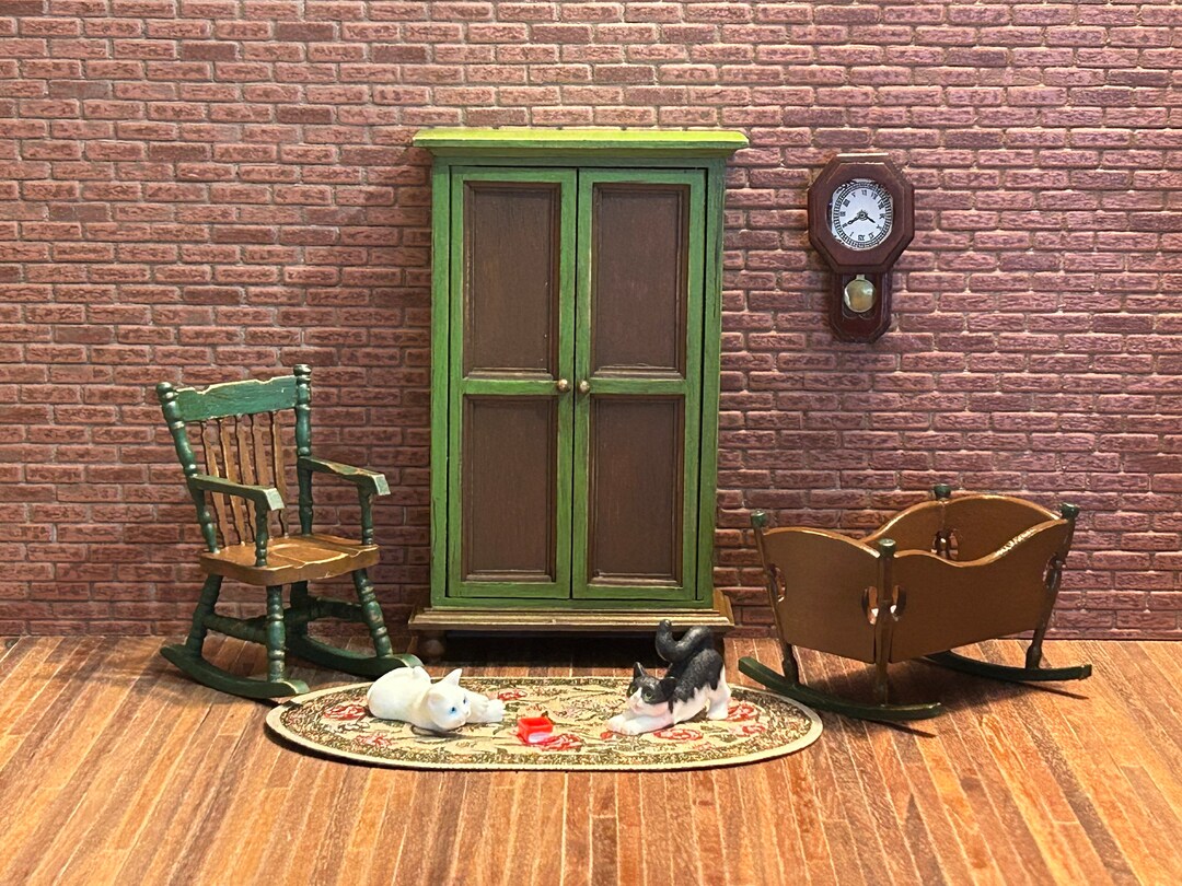 Antique Style 2-door Wardrobe Set. Set of 6 Items, in Wood, Painted and ...