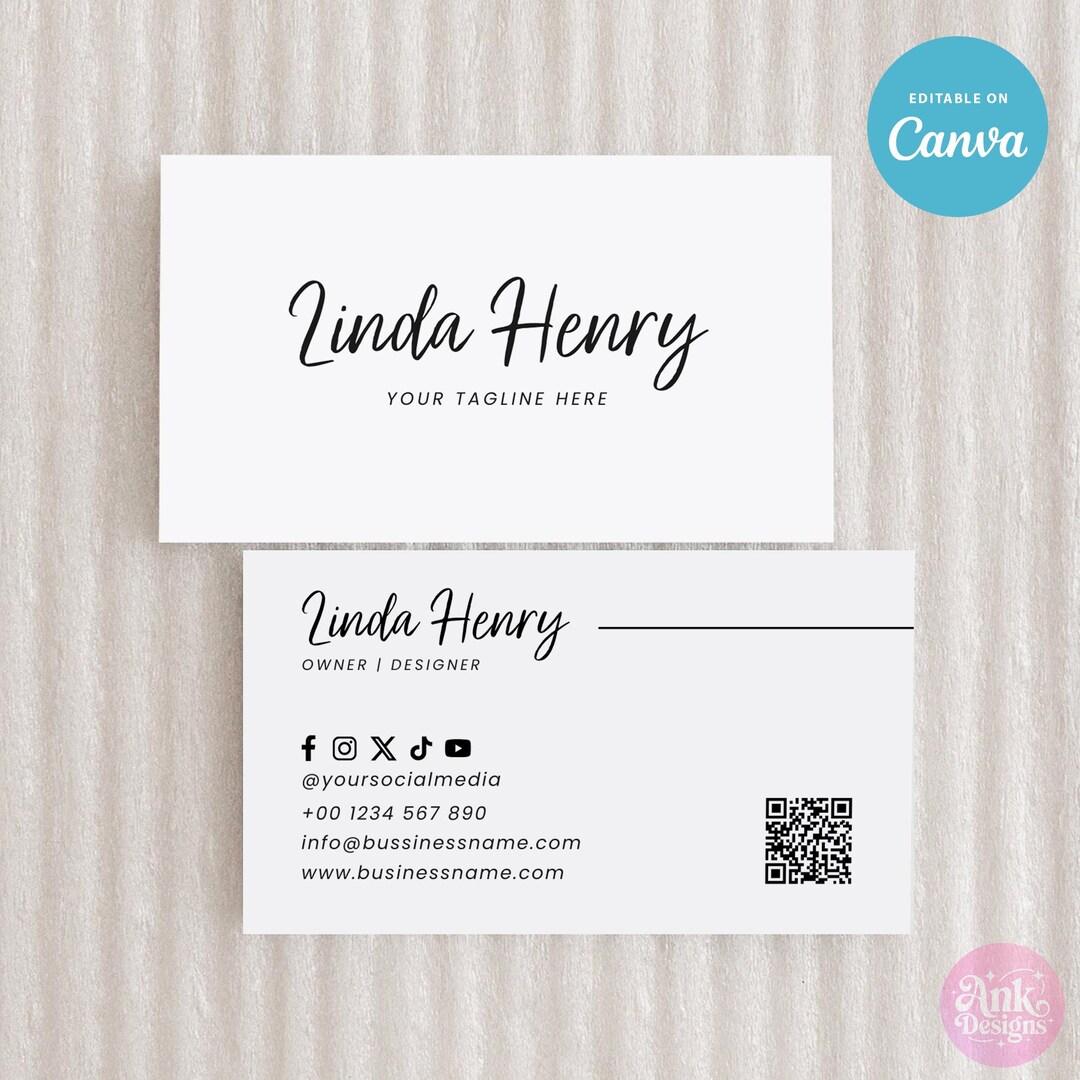 Editable Business Card Template: Minimalist Design (digital Download ...