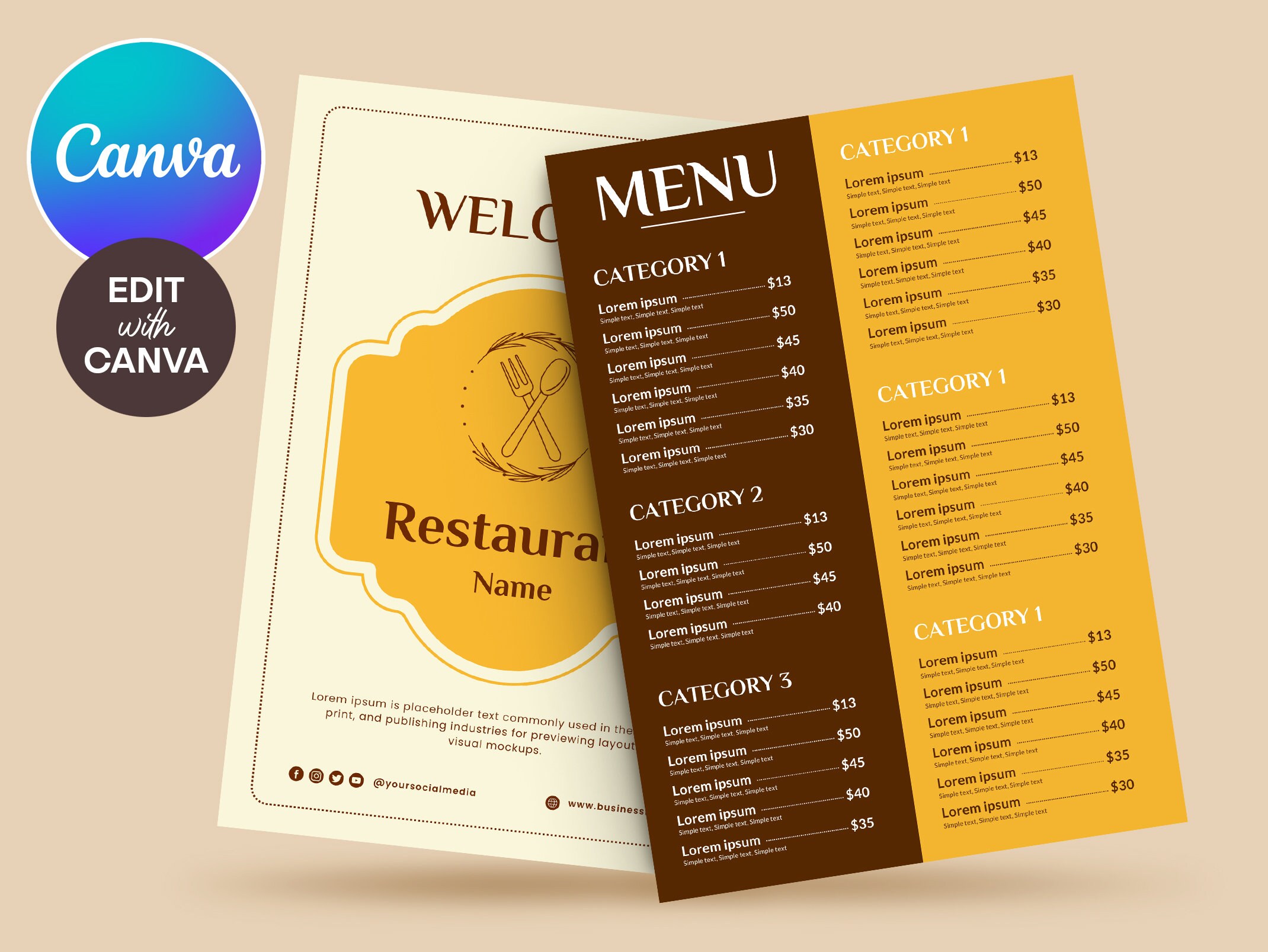 Dinner Menu Card Template