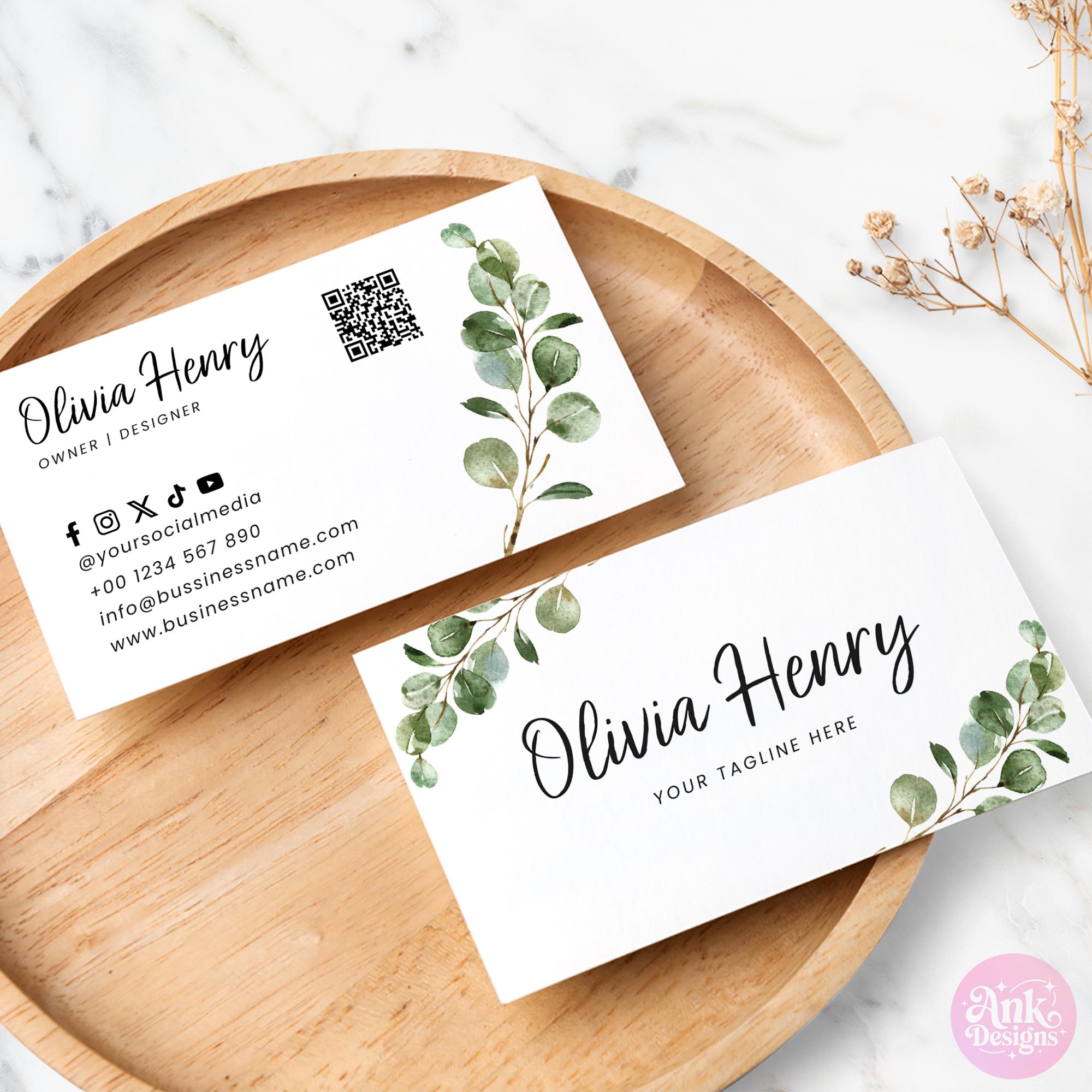 Editable Business Card Template: Greenery Design (digital Download) - Etsy
