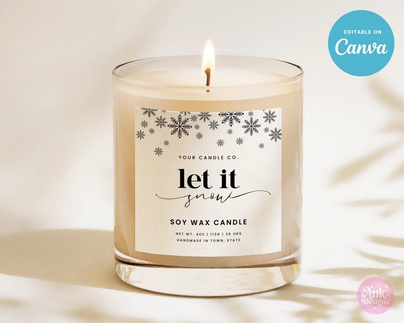 Editable Candle Label Template: Winter Season Design (digital Download ...