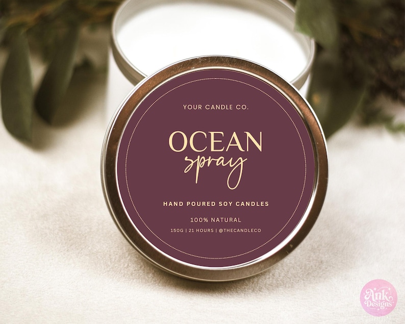 Editable Round Candle Label Template: Attractive Colors Design (digital ...