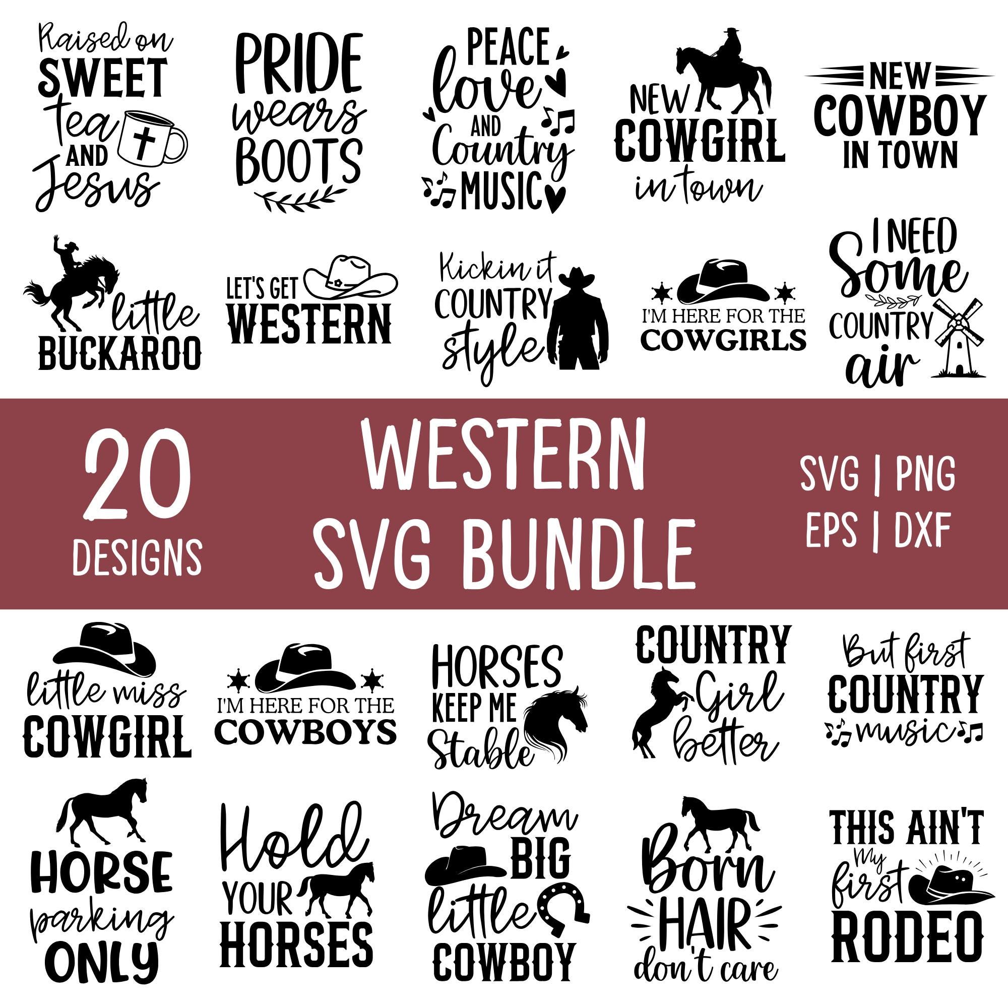 Western SVG Bundle: 20 Cowboy Designs (digital Download) - Etsy