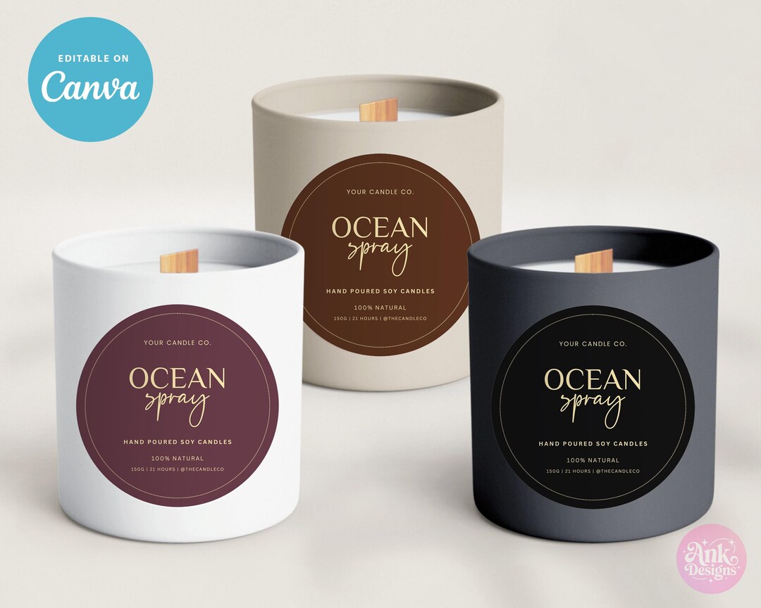 Editable Round Candle Label Template: Attractive Colors Design (digital ...