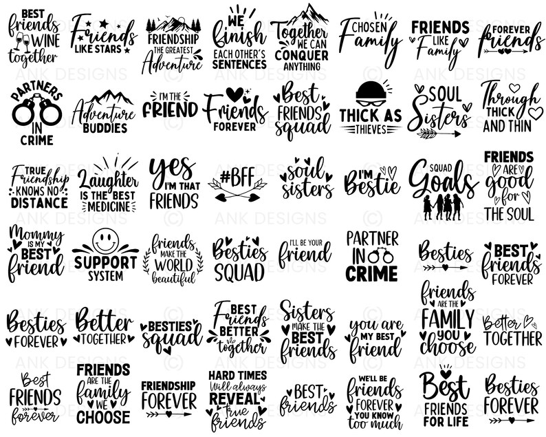 Friendship SVG Bundle: 50 Designs (digital Download) - Etsy