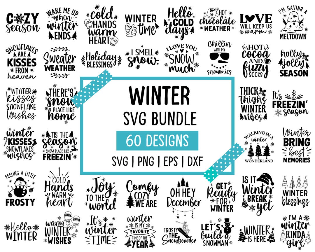 Winter SVG Bundle: 60 Designs (digital Download) - Etsy