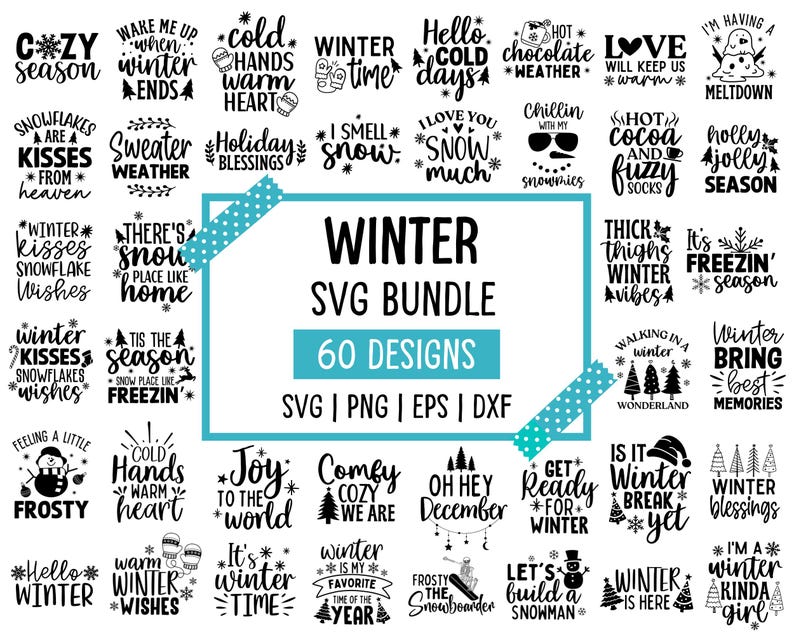 Winter SVG Bundle: 60 Designs (digital Download) - Etsy
