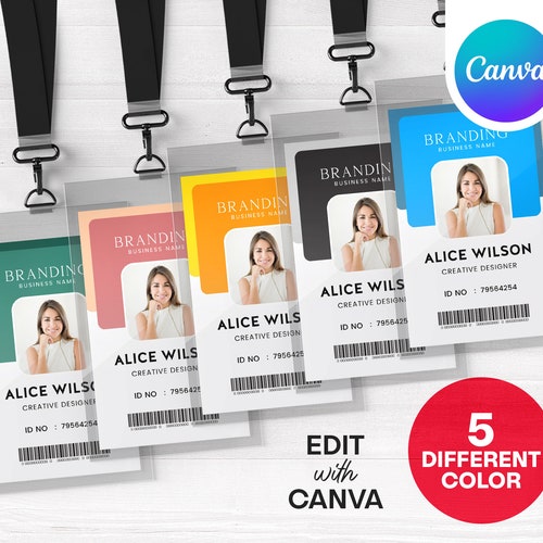 Custom ID Badge Editable ID Card Template Teacher Badge ID - Etsy